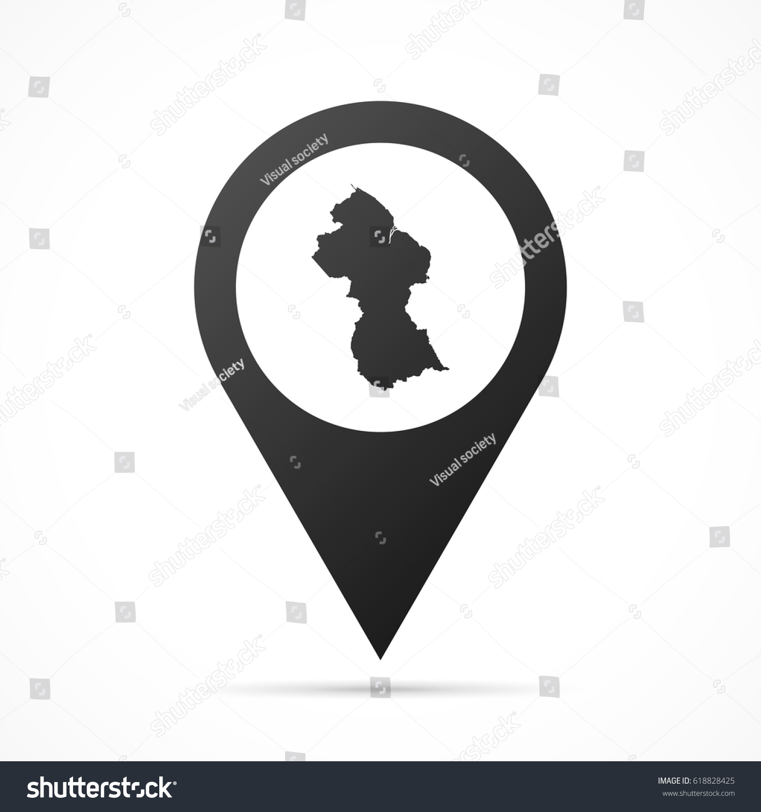 Guyana Map On Location Pin Map Stock Vector (Royalty Free) 618828425 ...