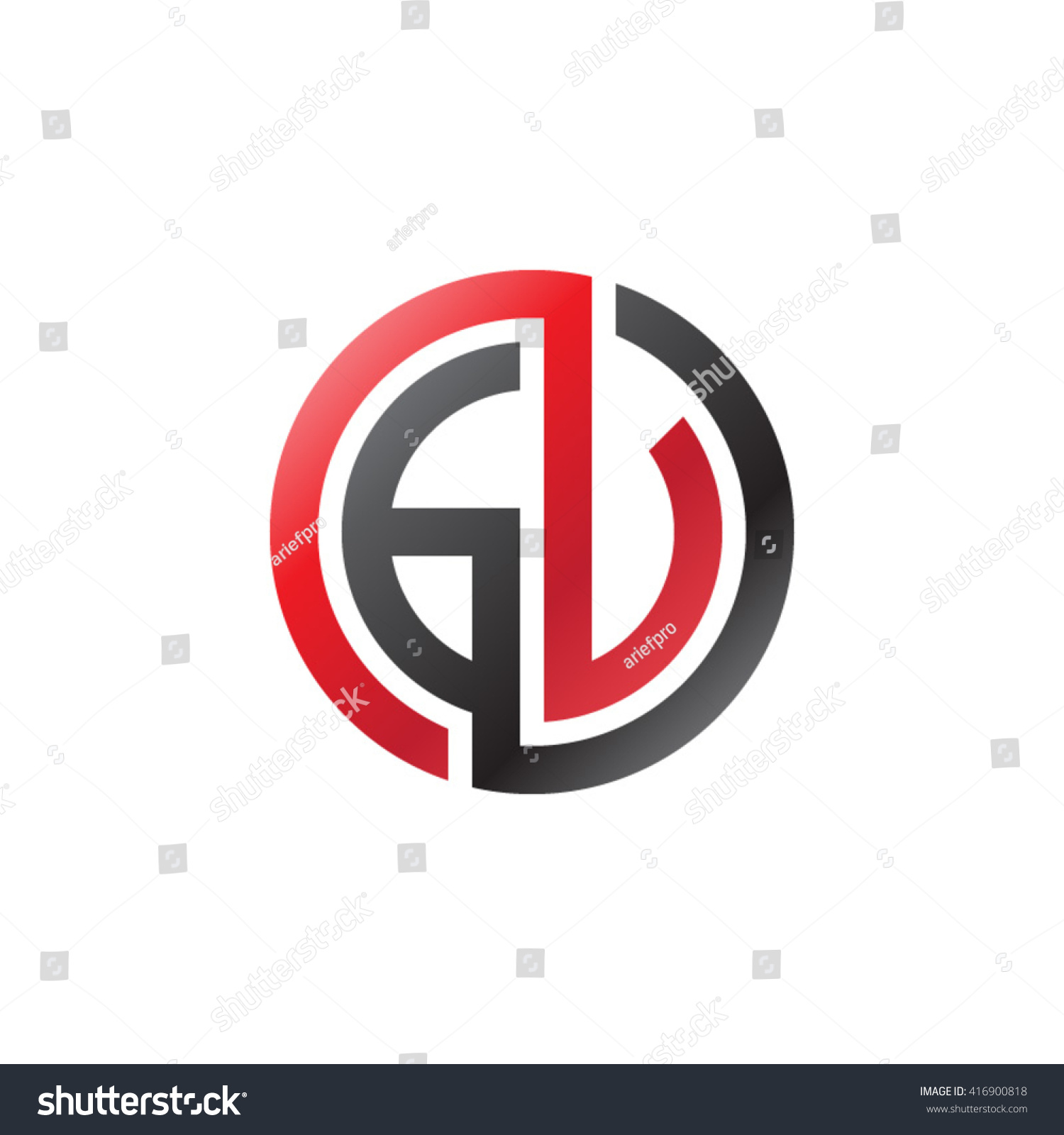 Gv Initial Letters Loop Linked Circle: vector de stock (libre de ...