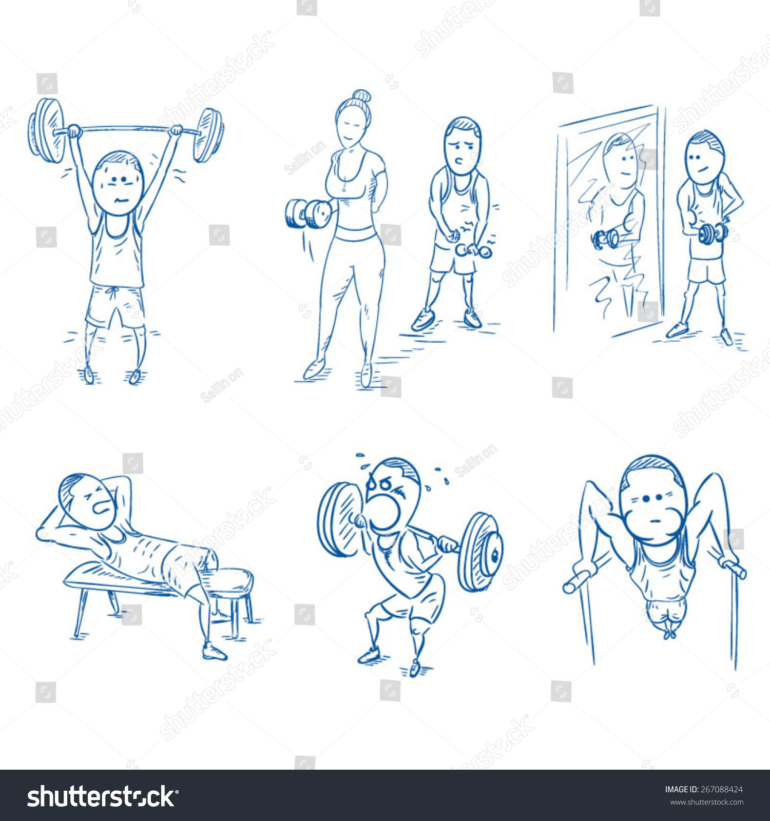 Gym Doodle Set Eps 10 Vector Stock Vector 267088424 - Shutterstock