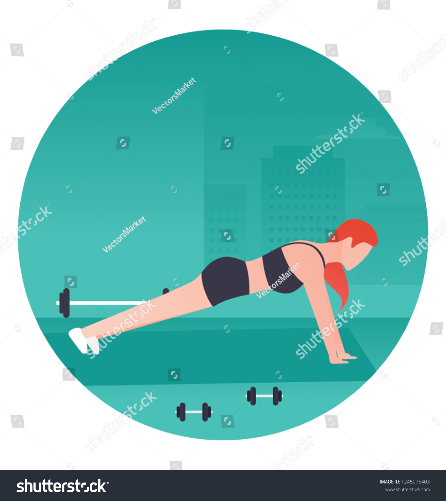 Gym Exercise Push Ups Illustration Stock Vector (Royalty Free ...