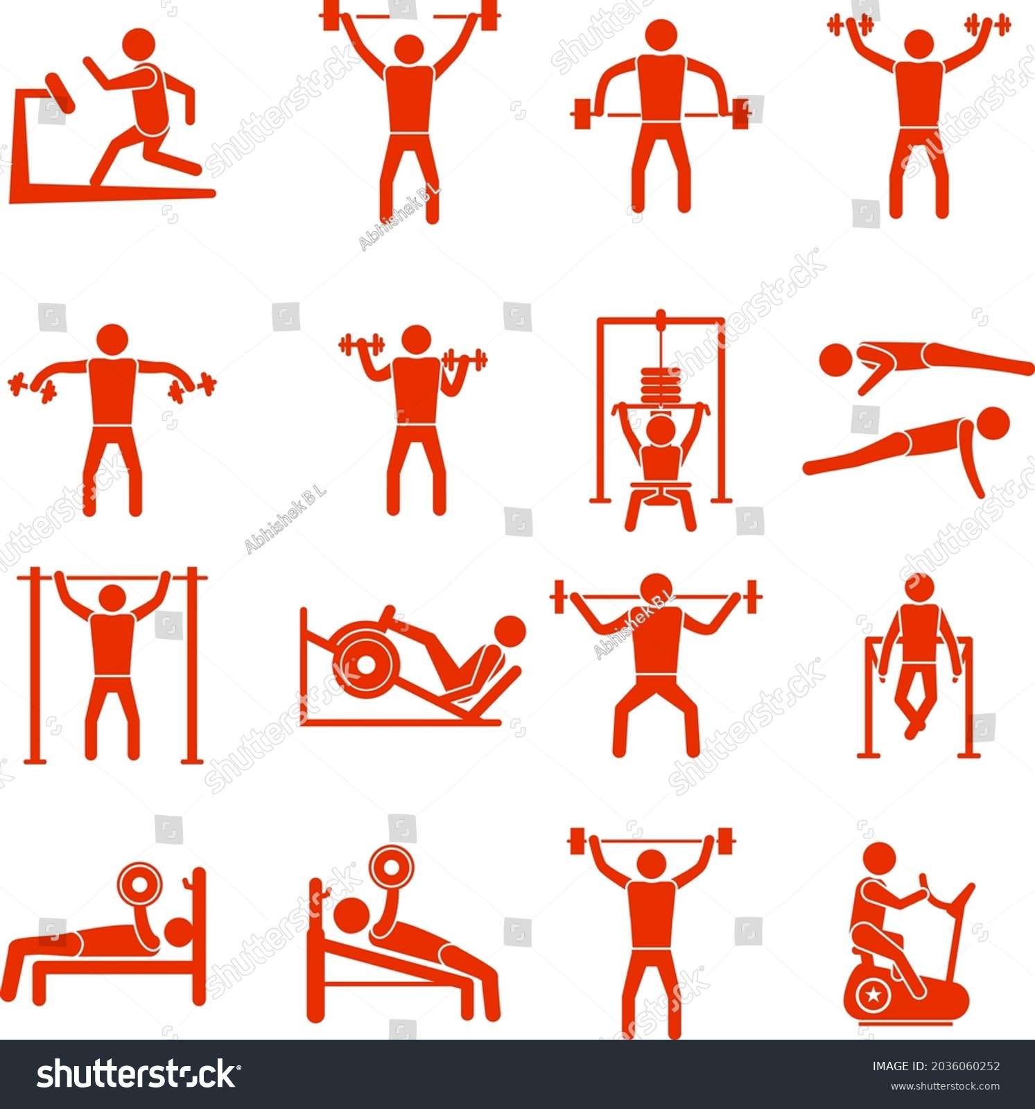 Gym Flat Icon Collection Set Stock Vector (Royalty Free) 2036060252 ...