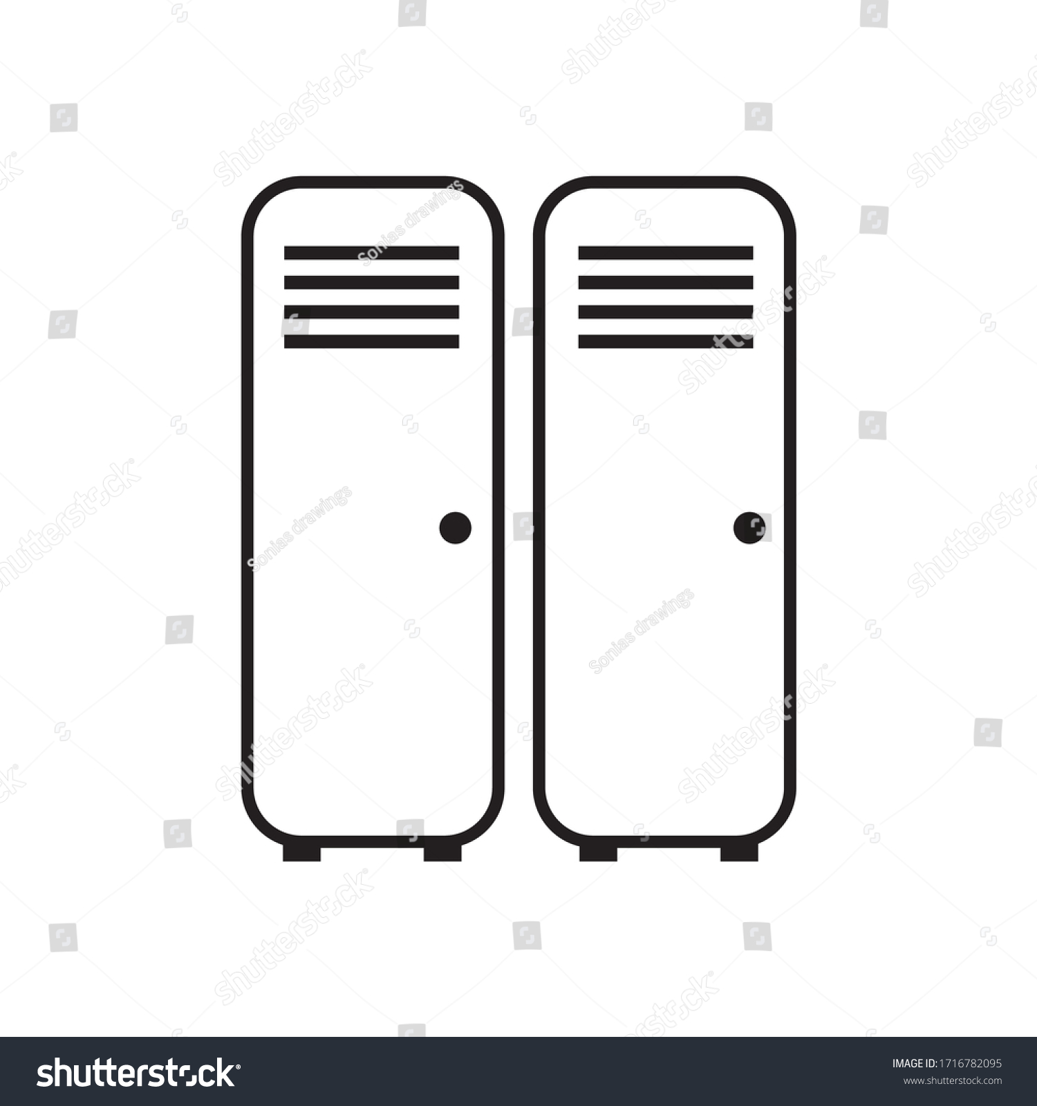Gym Lockers Icon Basic Image Line Stock Vector (Royalty Free ...
