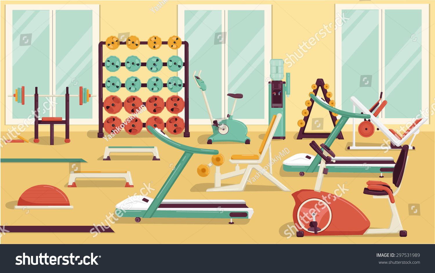 Gym Vector Flat Colorful Stock Vector (Royalty Free) 297531989