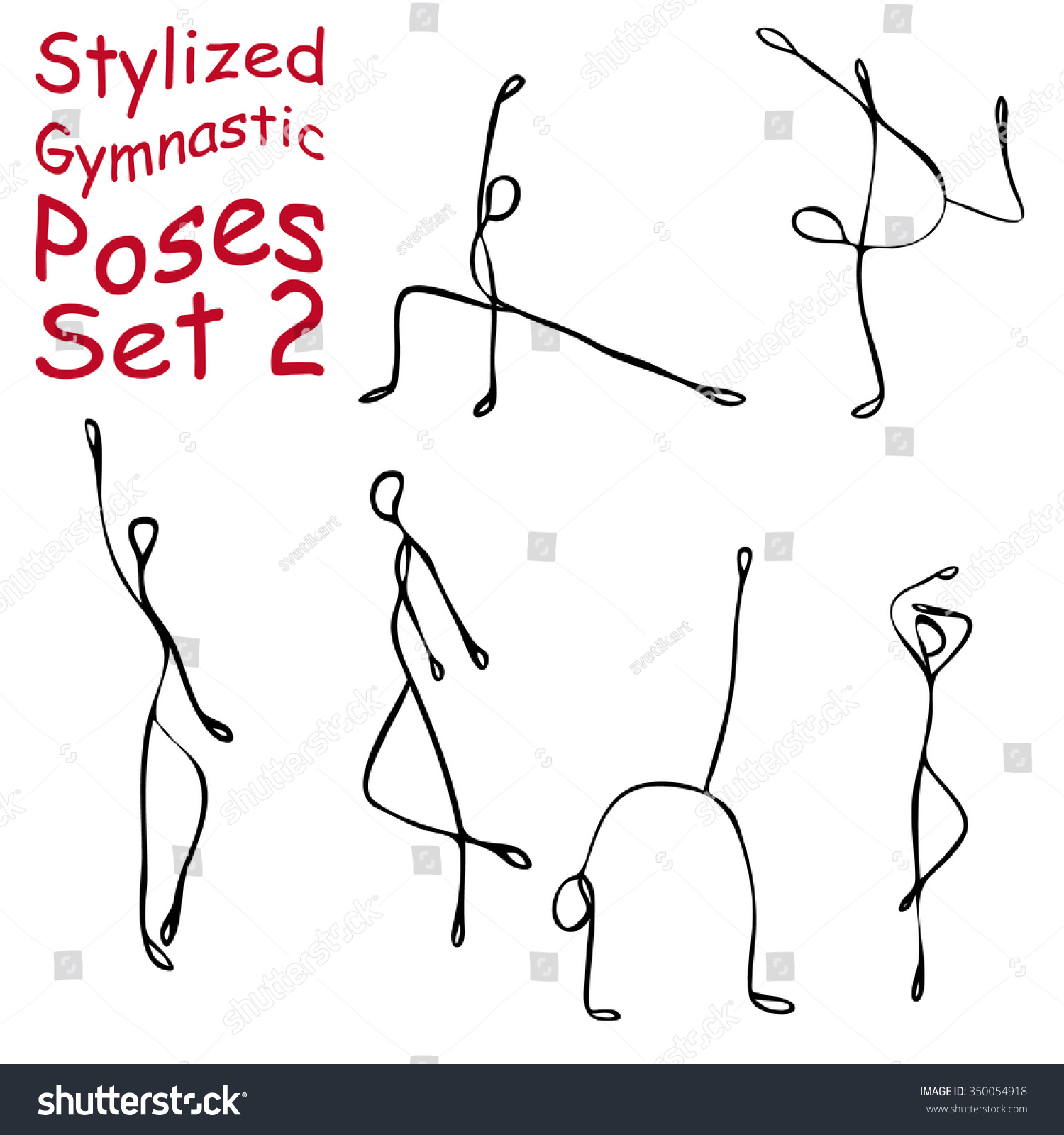 Gymnastic Poses Set 2 Simple Lines Stock Vector (Royalty Free) 350054918