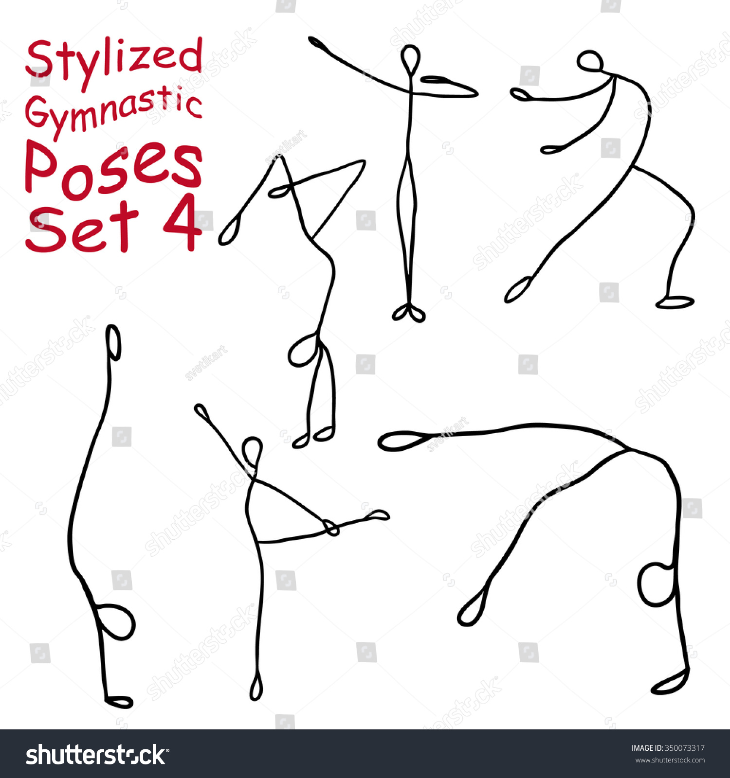 Gymnastic Poses Set 4 Simple Lines Stock Vector (Royalty Free) 350073317