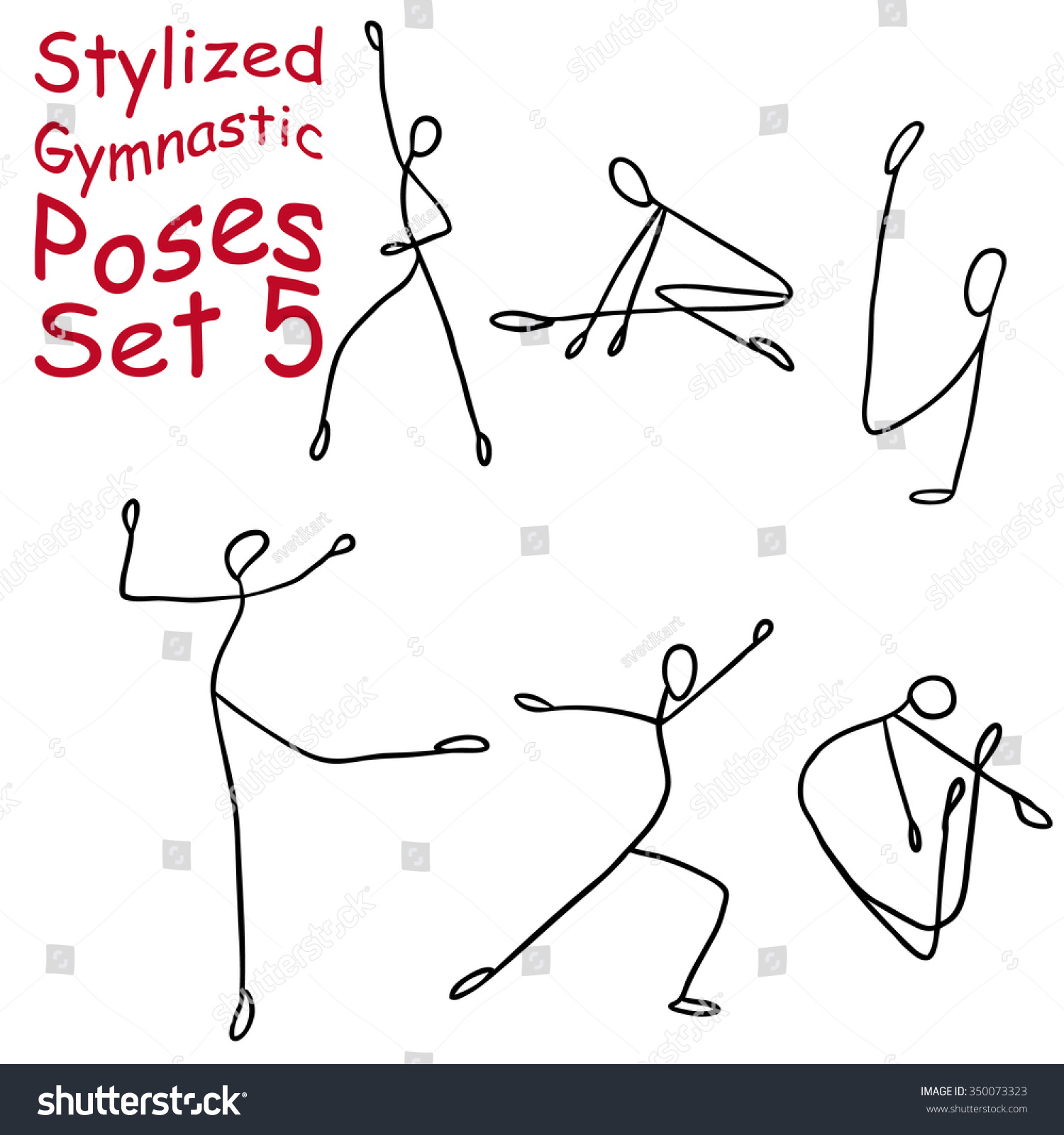 Gymnastic Poses Set 5 Simple Lines Stock Vector (Royalty Free ...