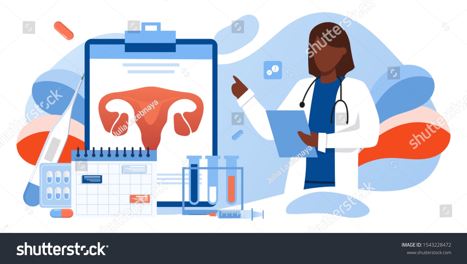 Gynecology Female Health Uterus Ovary Womb เวกเตอร์สต็อก ปลอดค่า