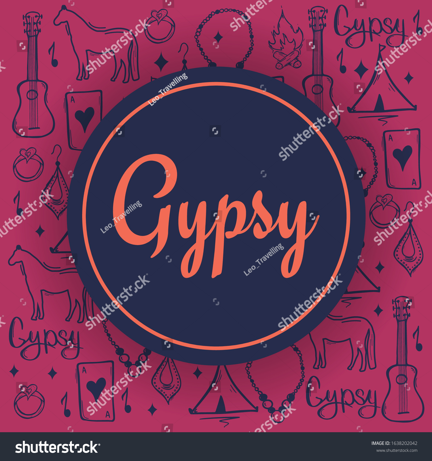 Gypsy Background Hand Draw Doodle Elements Stock Vector (Royalty Free ...