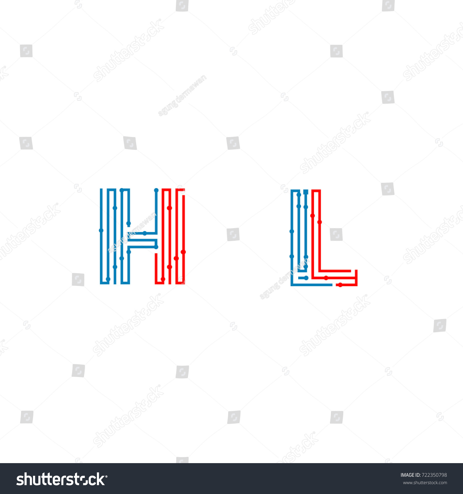 H L Initial Technology Logo Design Stock Vector (Royalty Free ...