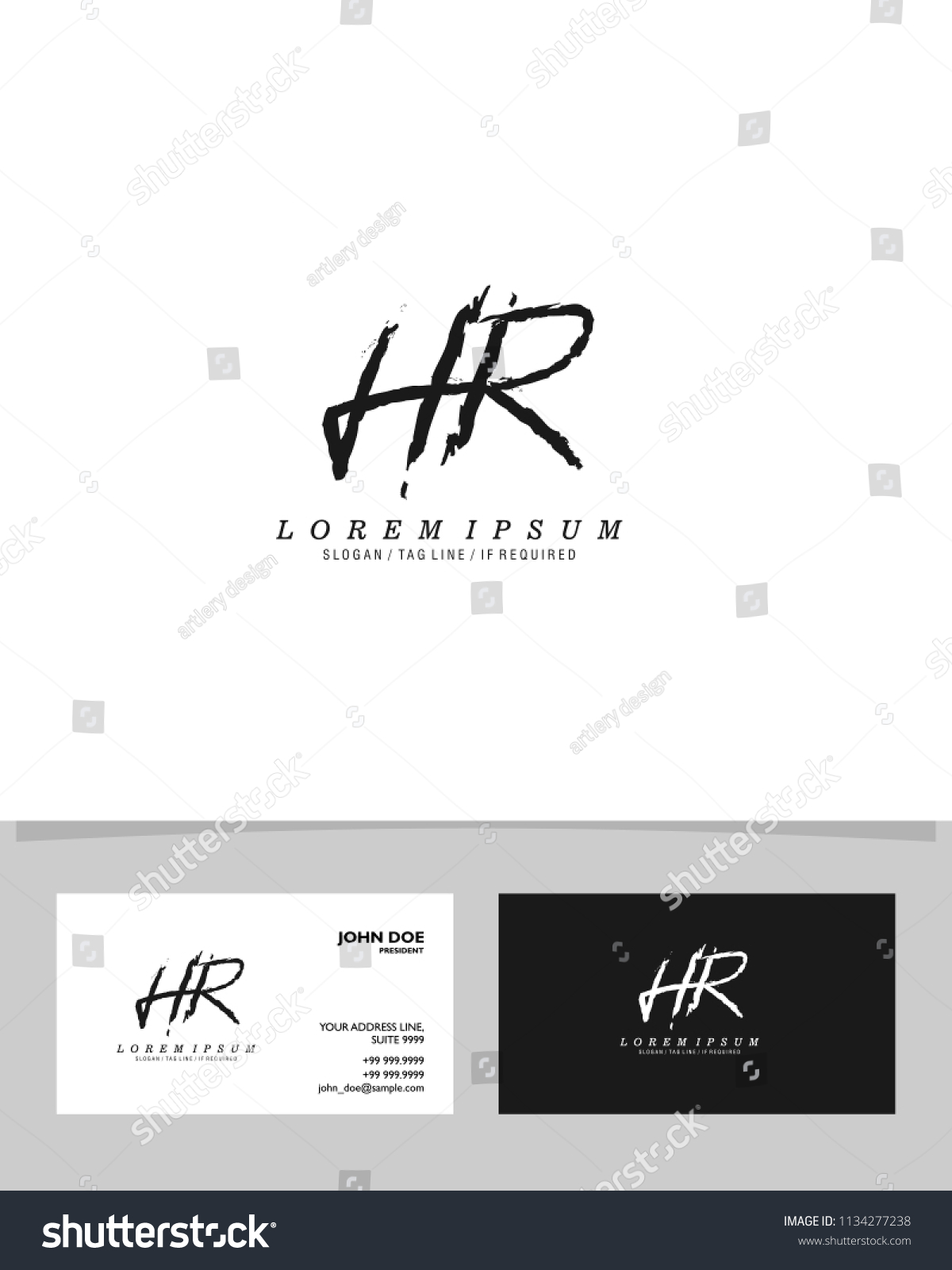 H R Initial Brush Logo Vector Stock Vector (Royalty Free) 1134277238 ...
