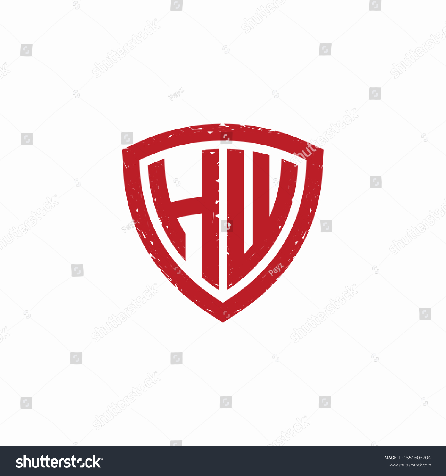 Hw Logo Initial Shield Red Stock Vector (Royalty Free) 1551603704 ...