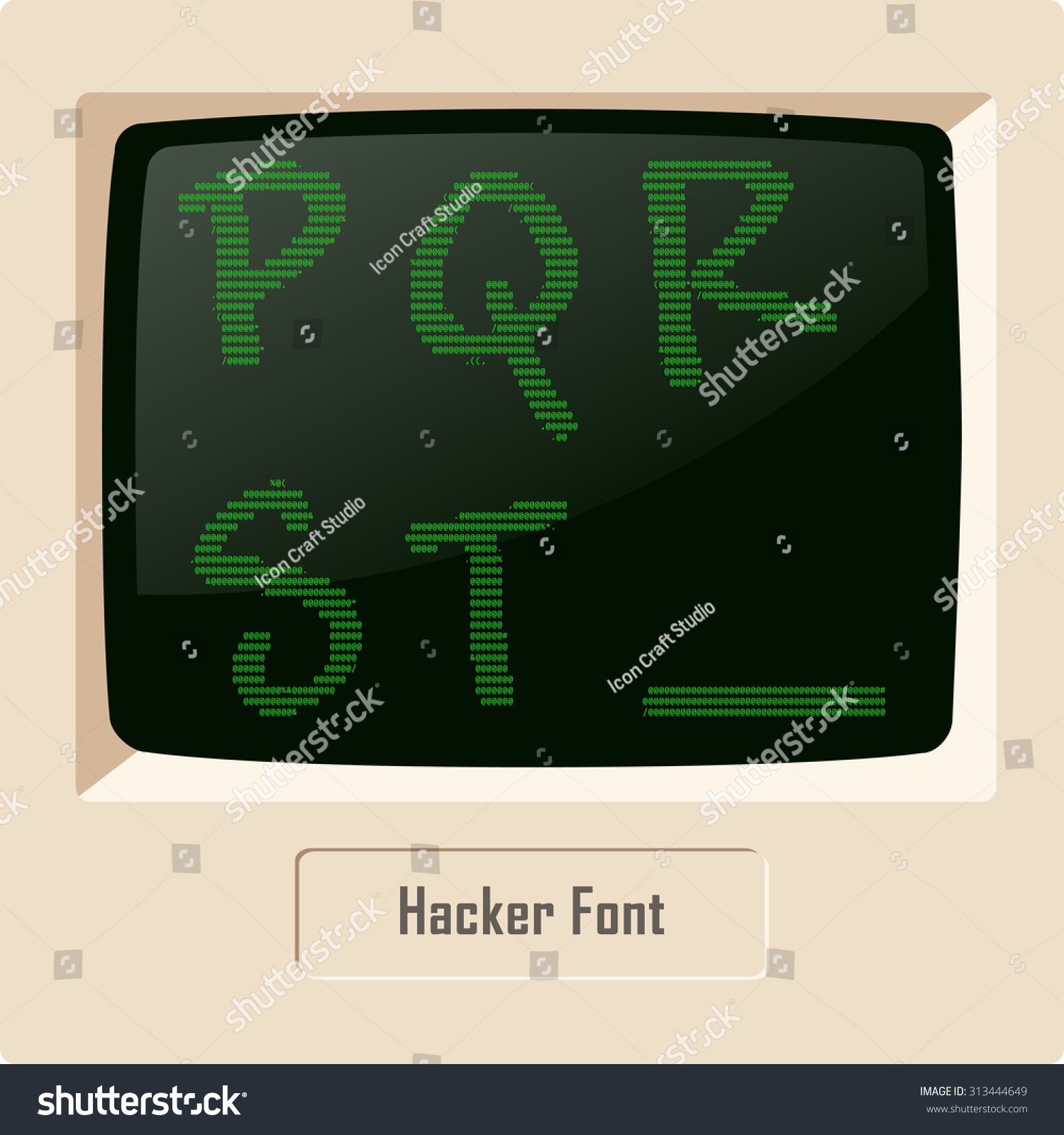Hacker Ascii Character Font Set On Stock Vector (Royalty Free) 313444649