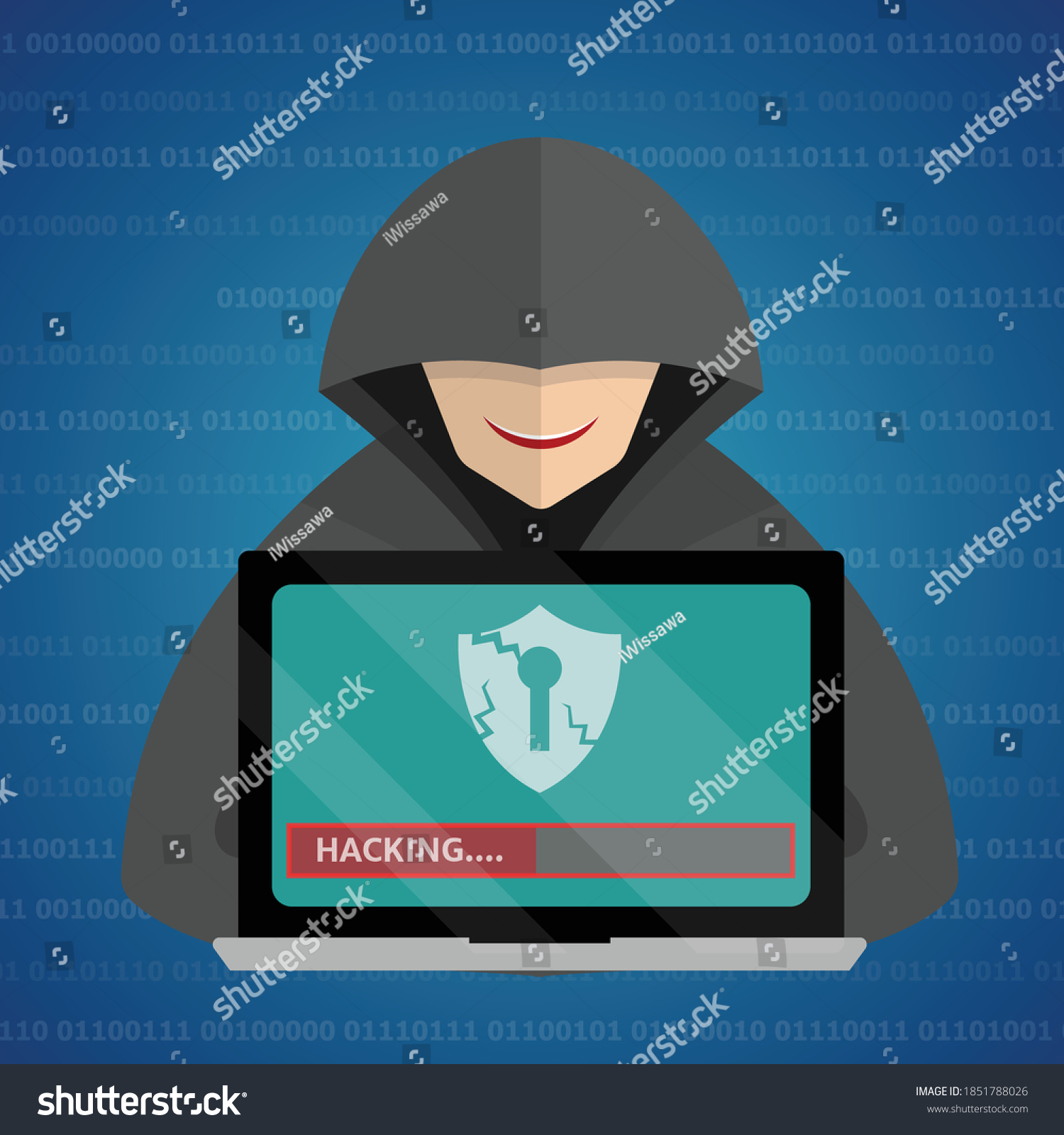 Hacker Laptop Destroyed Shield Laptop Screen Stock Vector (Royalty Free ...