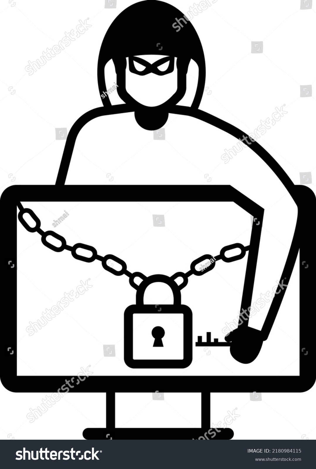 Hacker Stealing Information Mainframe Concept Firewall Stock Vector ...