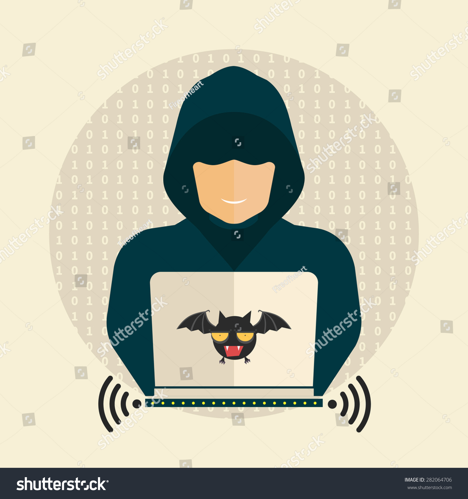 Hacker Wireless Network Hacking Isolated Flat: เวกเตอร์สต็อก (ปลอดค่า ...