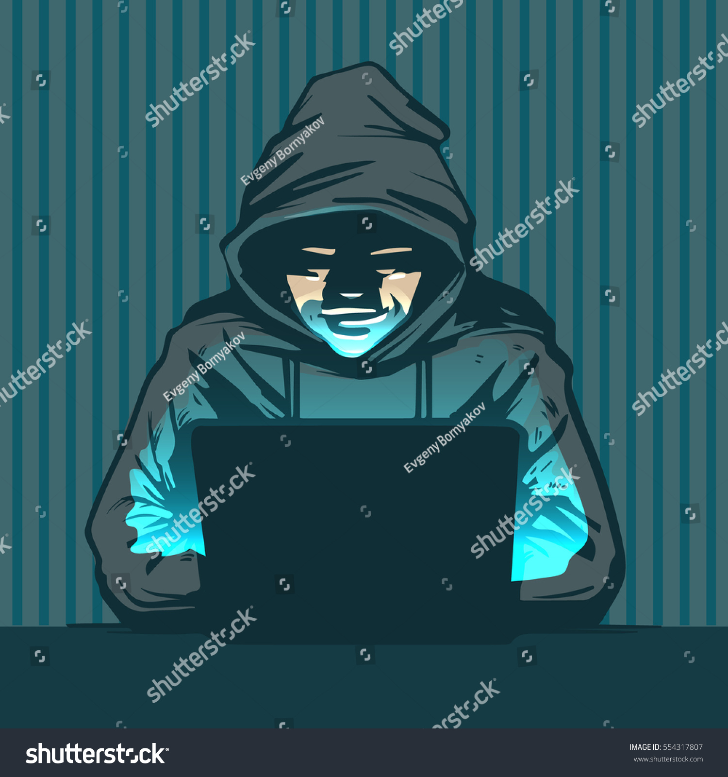 Hacker Laptop Hacking Internet Concept Vector Stock Vector 554317807 ...