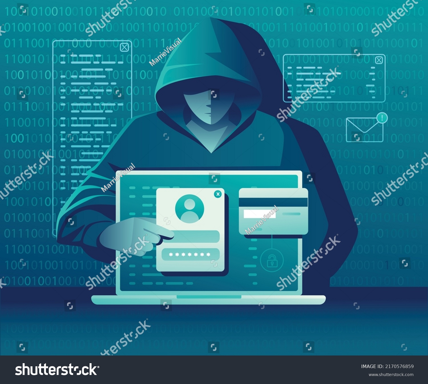 Hacking Phishing Personal Data Stealing Illustration Stock Vector ...