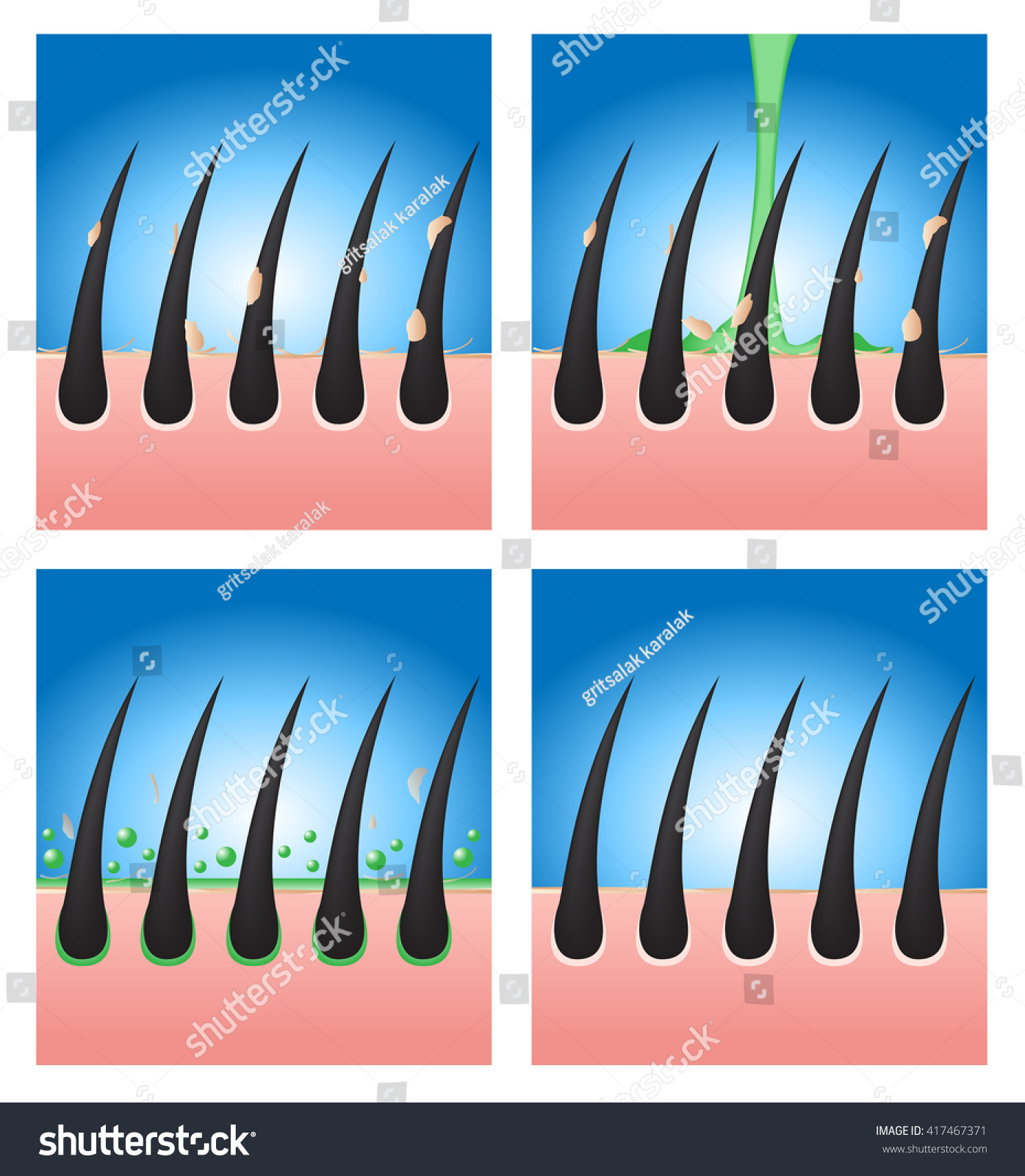 Hair Conditioner Demonstration Vector 4 Step Stock Vector (Royalty Free ...