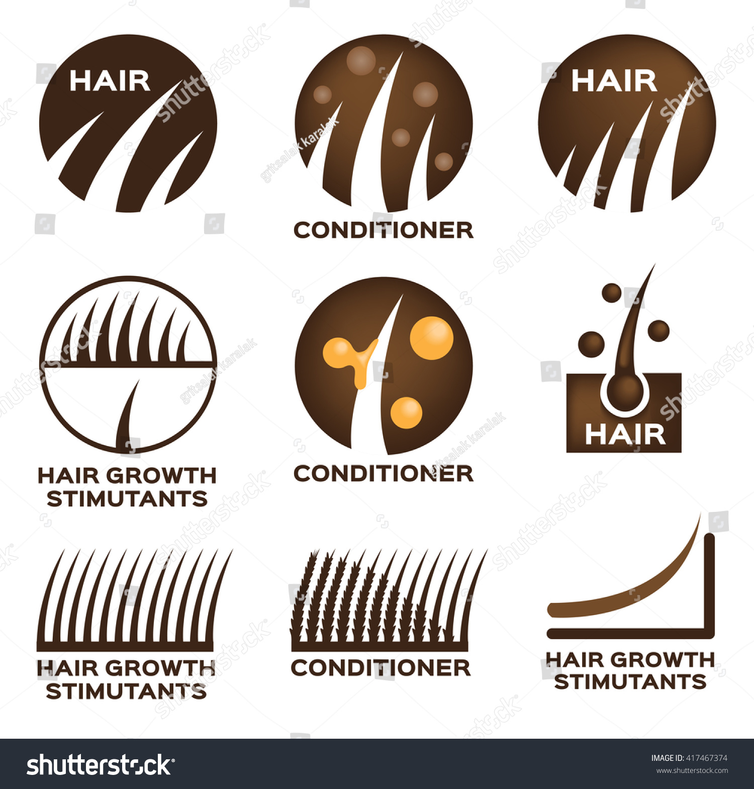 Hair Logo Set Vector 9 Icon Stock Vector (Royalty Free) 417467374 ...