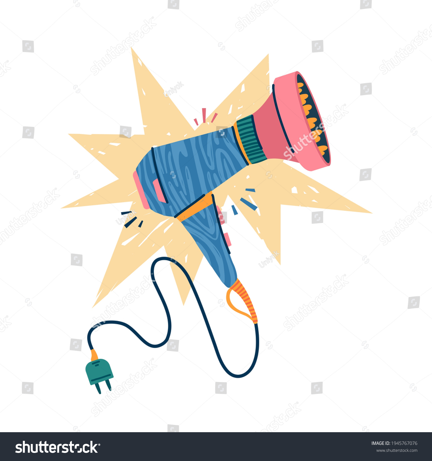Hair Styling Accessory Hair Dryer Illustration Stock Vector Royalty