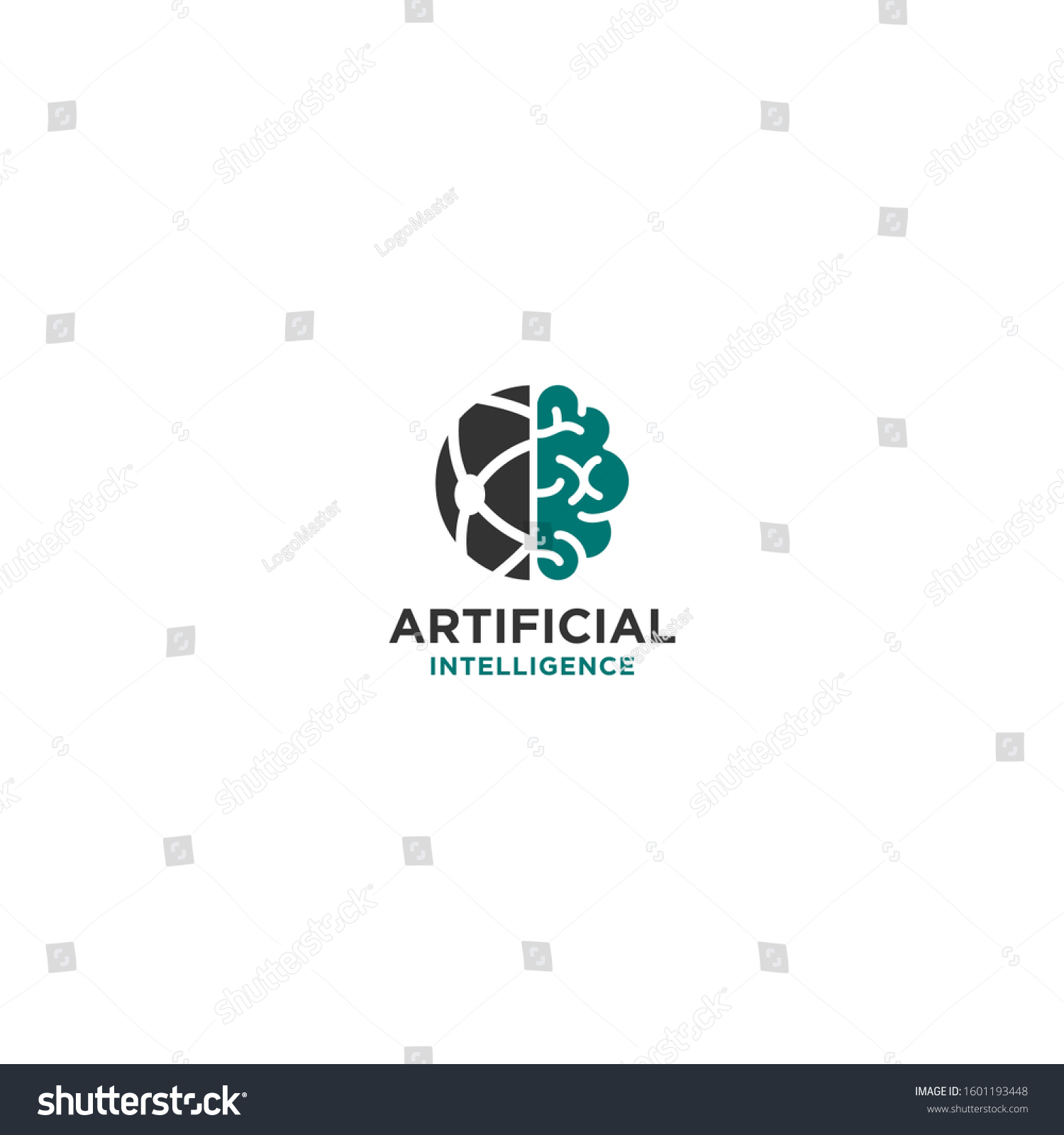 Half Brain Globe Icon Artificial Intelligence Stock Vector (Royalty ...
