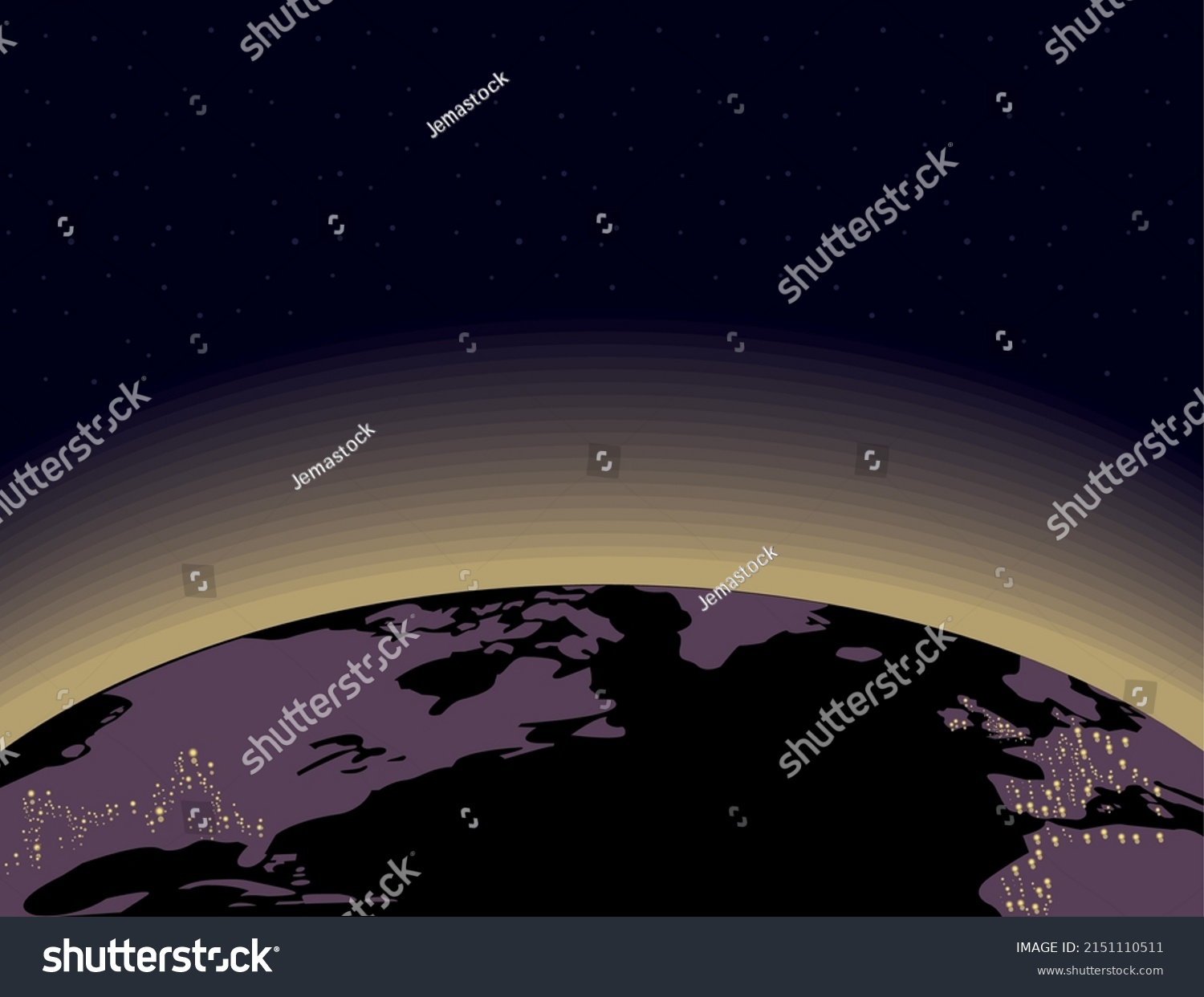 Half Earth Space Night View Scene Stock Vector (Royalty Free ...