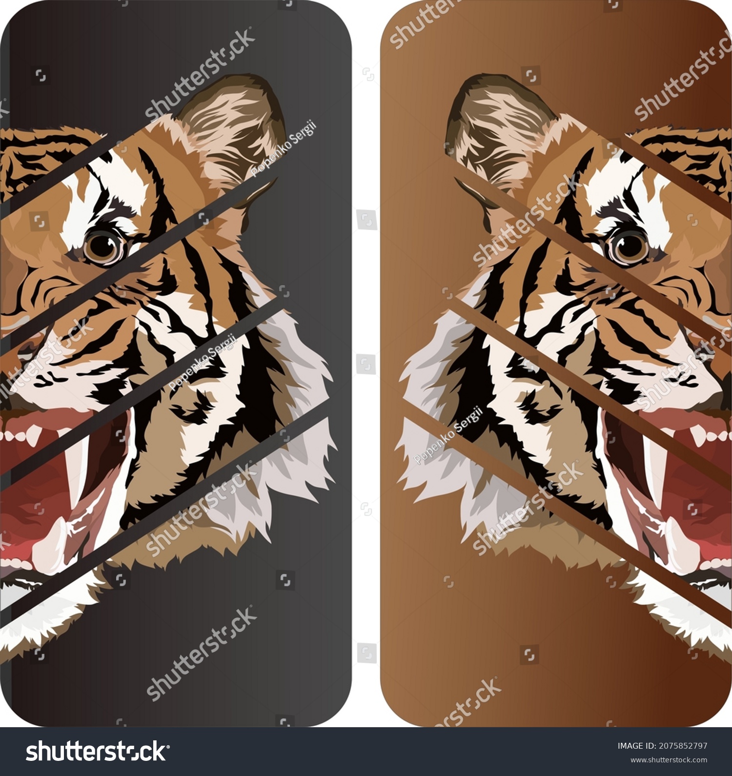 Half Head Tiger Vector Illustration Stock Vector (Royalty Free ...