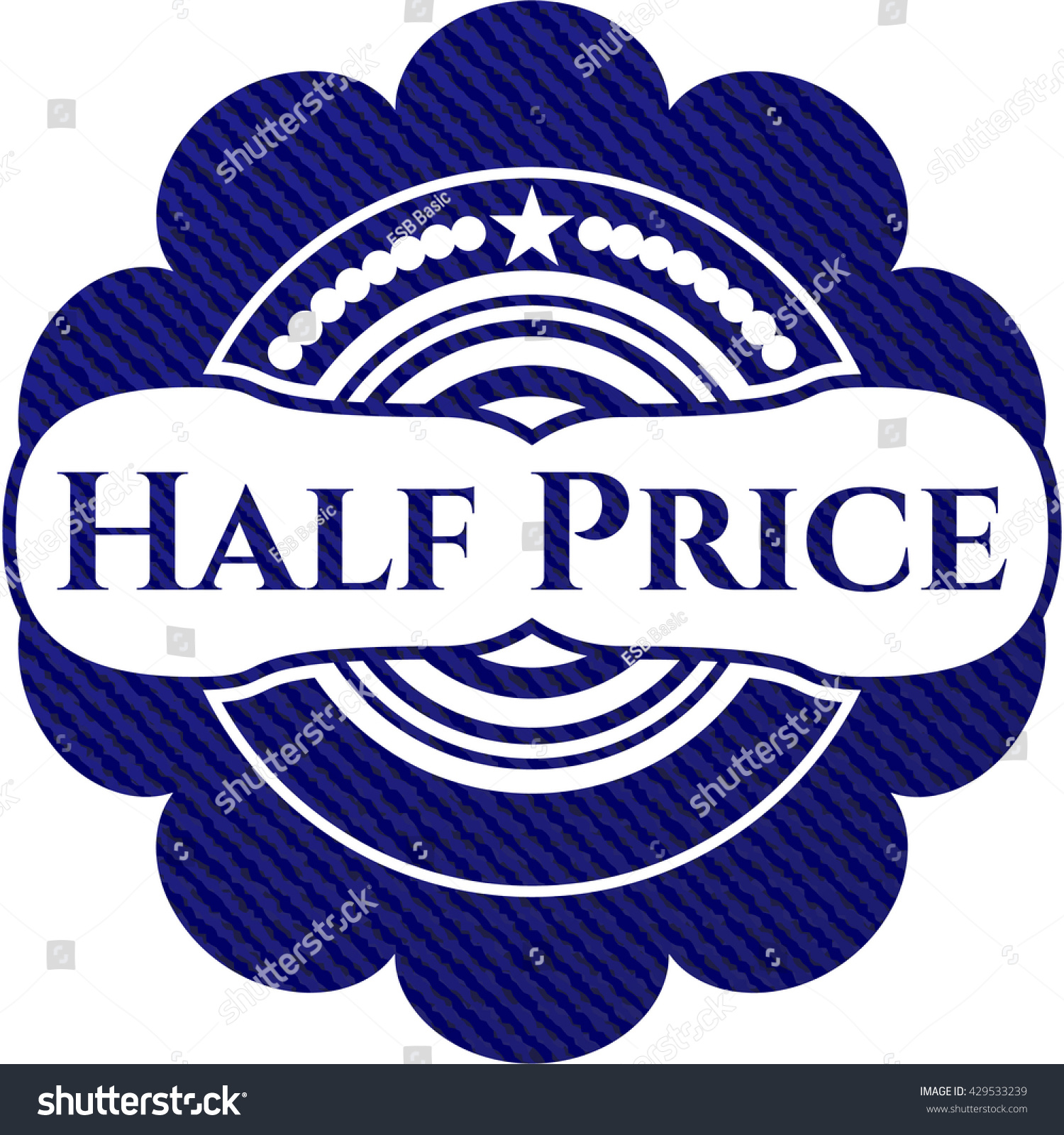 Half Price Emblem Denim Texture Stock Vector (Royalty Free) 429533239 ...