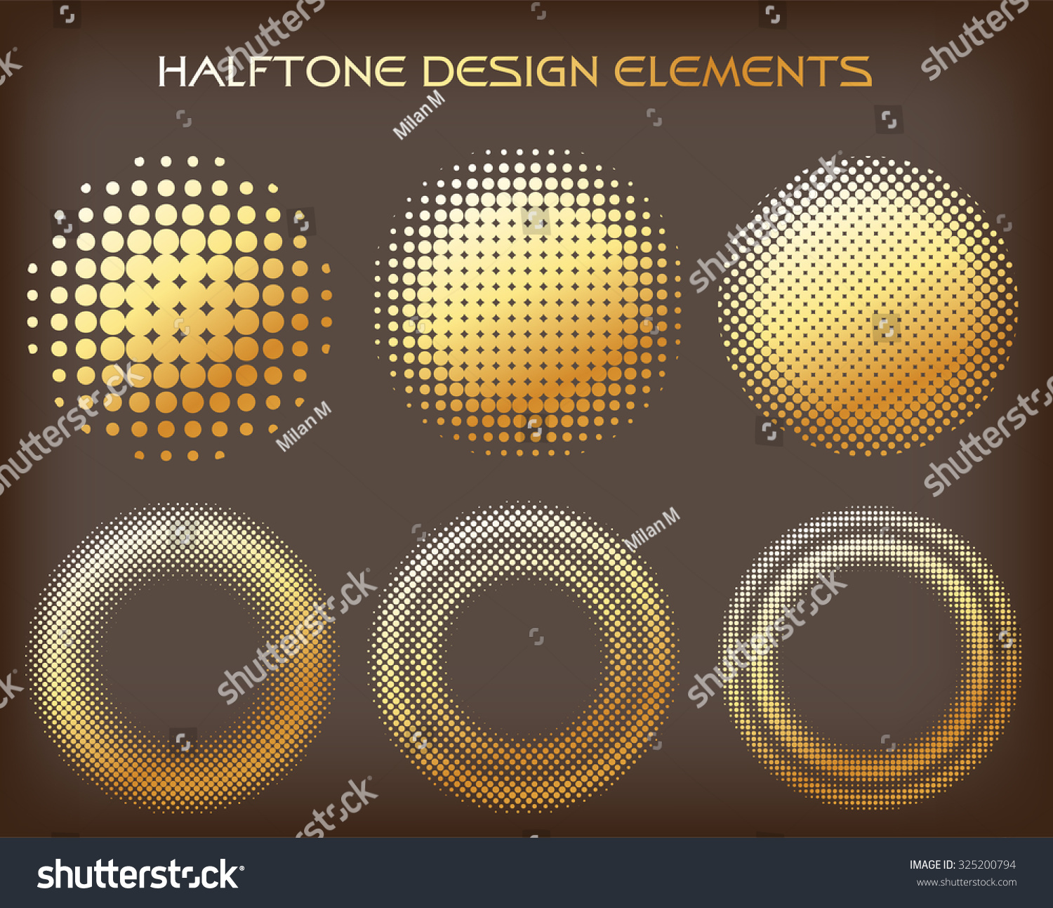 Halftone Design Elements Golden Halftone Backgrounds Stock Vector ...
