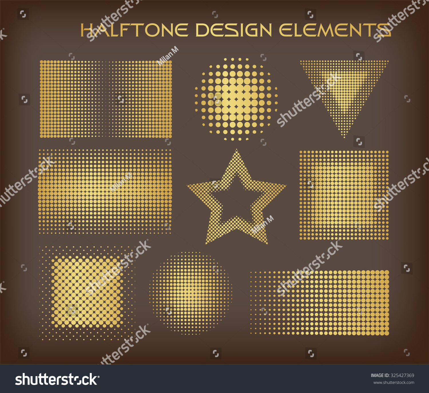 Halftone Design Elements Golden Halftone Backgrounds Stock Vector ...