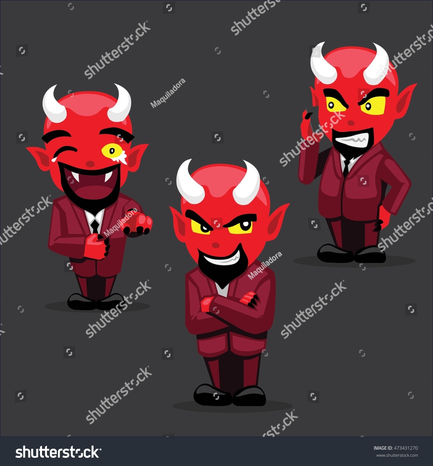 Halloween Character Set Suit Devil Cartoon Stock Vector (Royalty Free ...