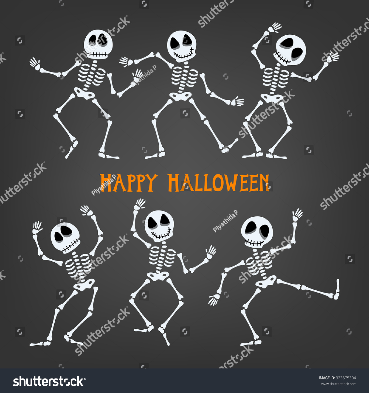 Halloween Dancing Skeleton Assorted Expressions Vector Stock Vector ...