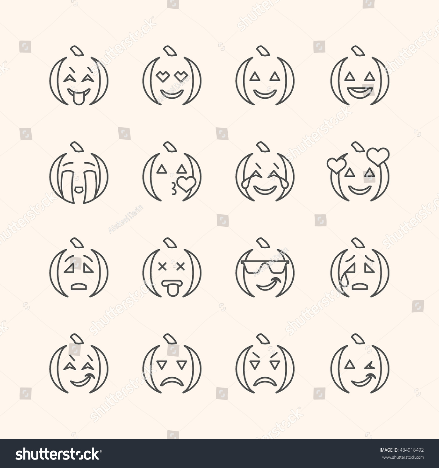 Halloween Flat Line Emoticon Face Icons Stock Vector (Royalty Free ... Halloween Flat Line Emoticon Face Icons Stock Vector (Royalty Free ...