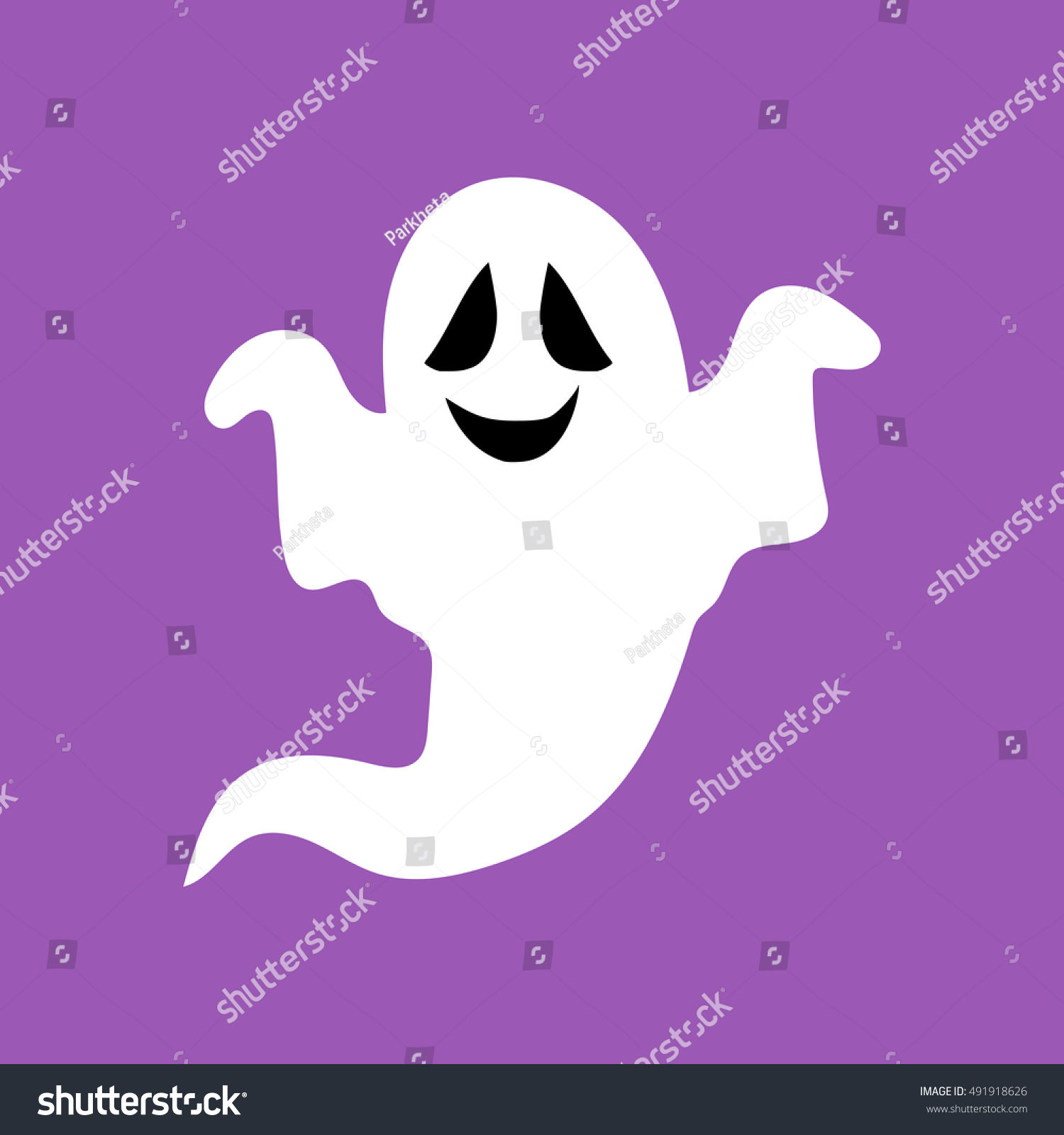 Halloween Ghost Smiling Face Vector Illustration Stock Vector (Royalty ...