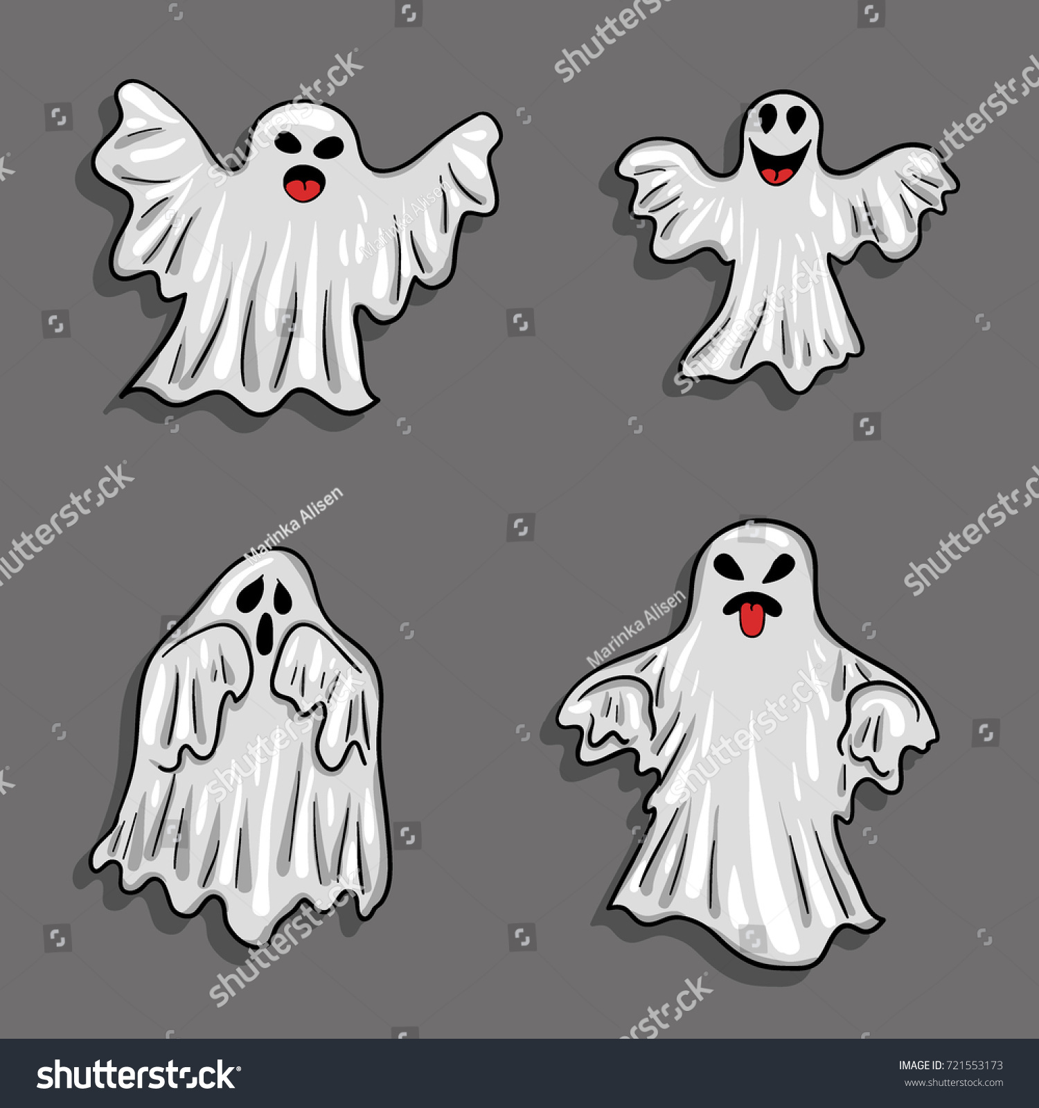 Halloween Ghosts Holiday Horror Collection Comic Stock Vector (Royalty ...