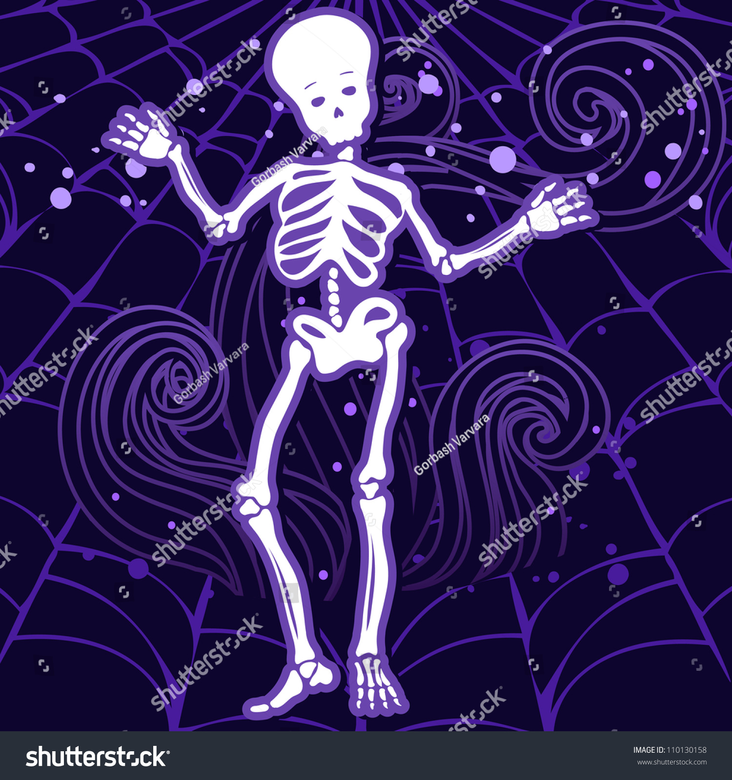 Halloween Illustration Dancing Skeleton Stock Vector (Royalty Free ...
