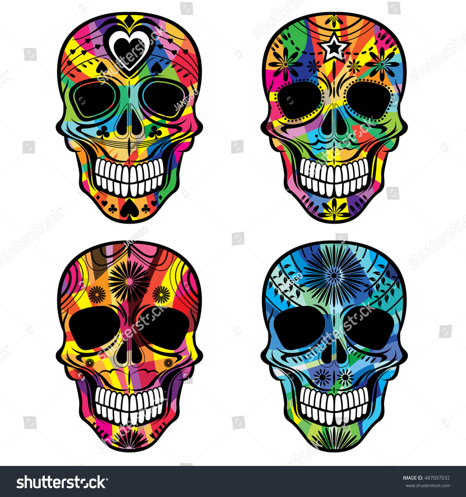 Halloween Skull Vector Set Illustration: vector de stock (libre de ...