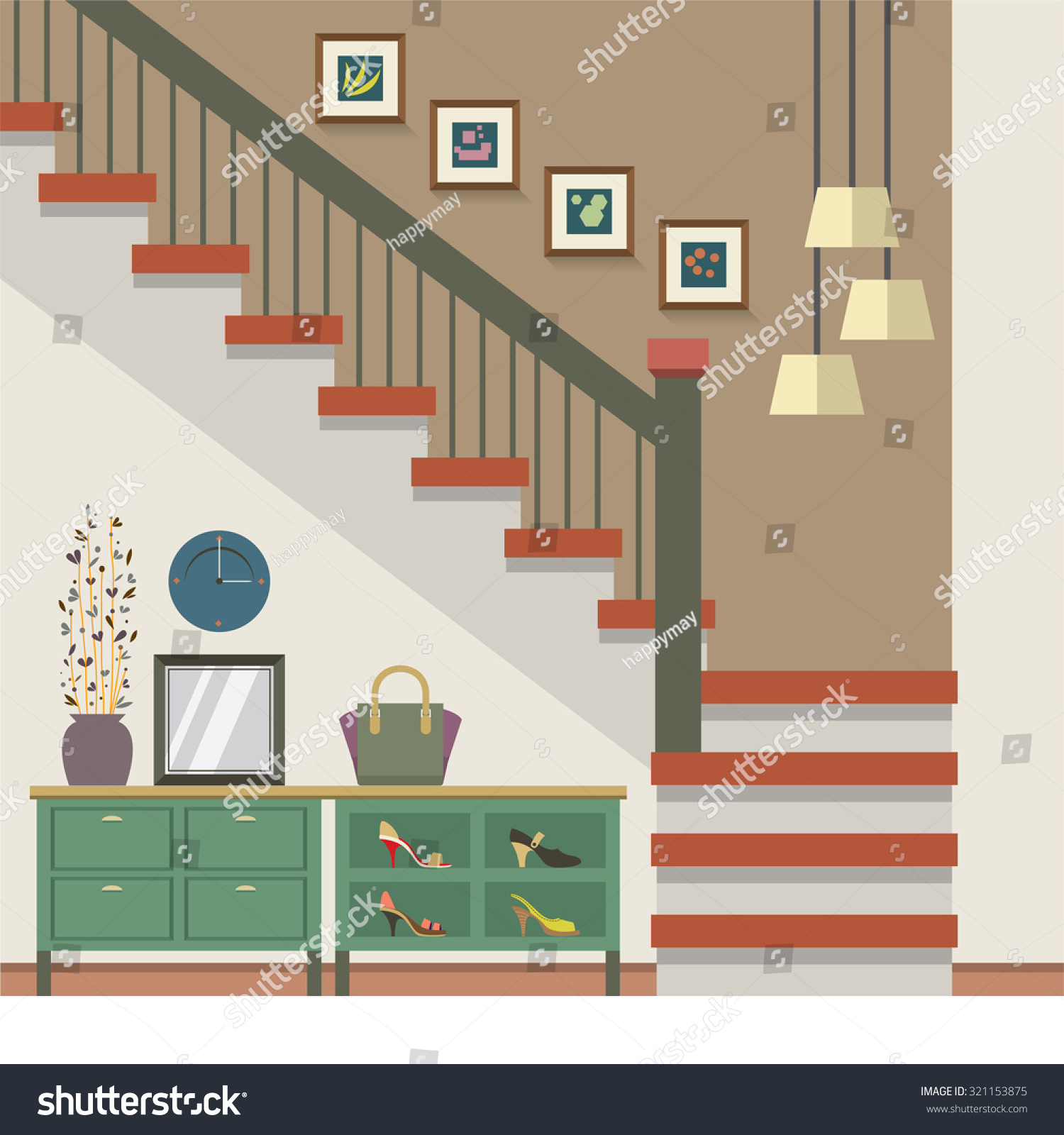 Hallway Decoration Vector Illustration - 321153875 : Shutterstock