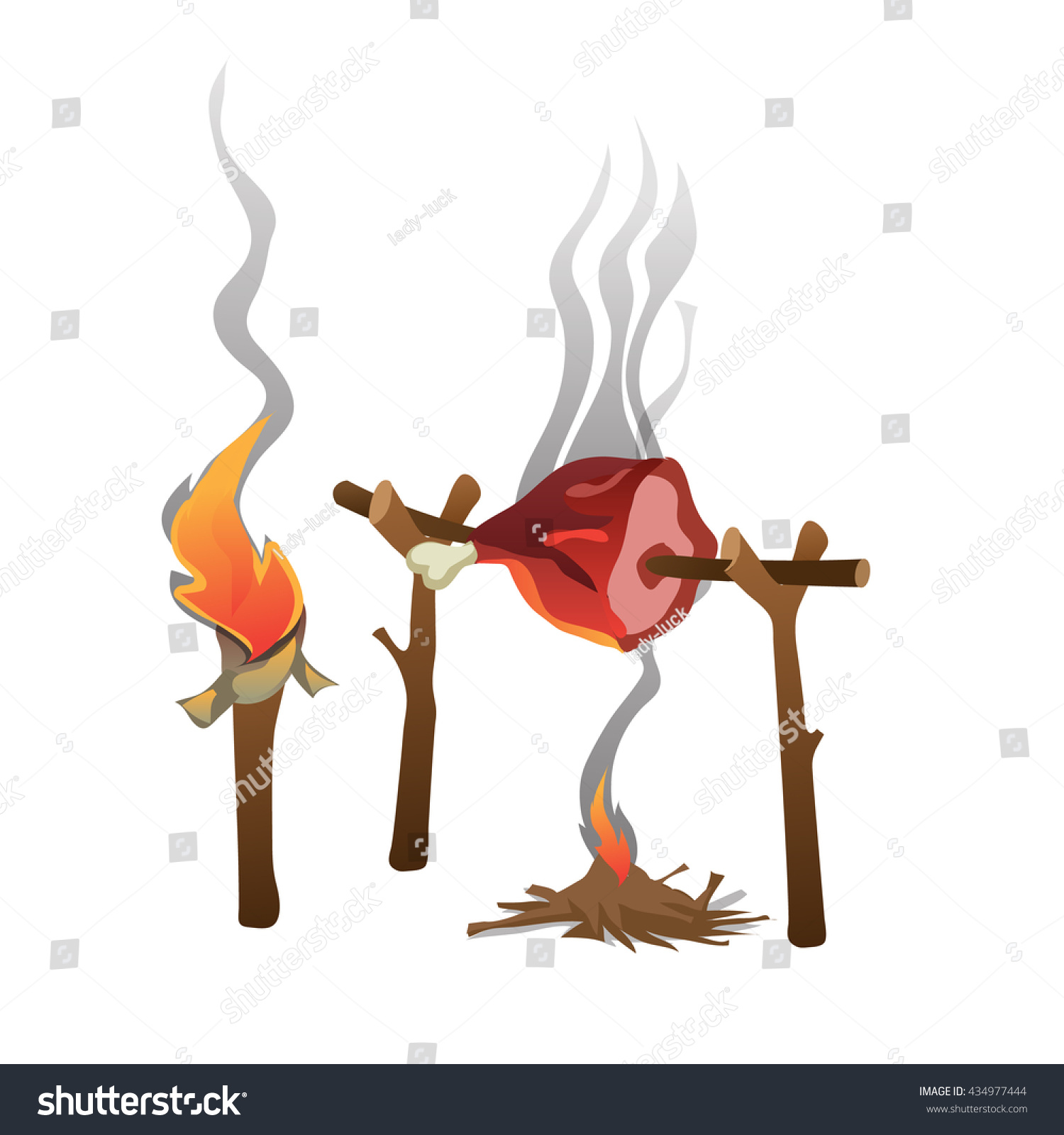 Ham Roasted On Fire Vector: vector de stock (libre de regalías ...