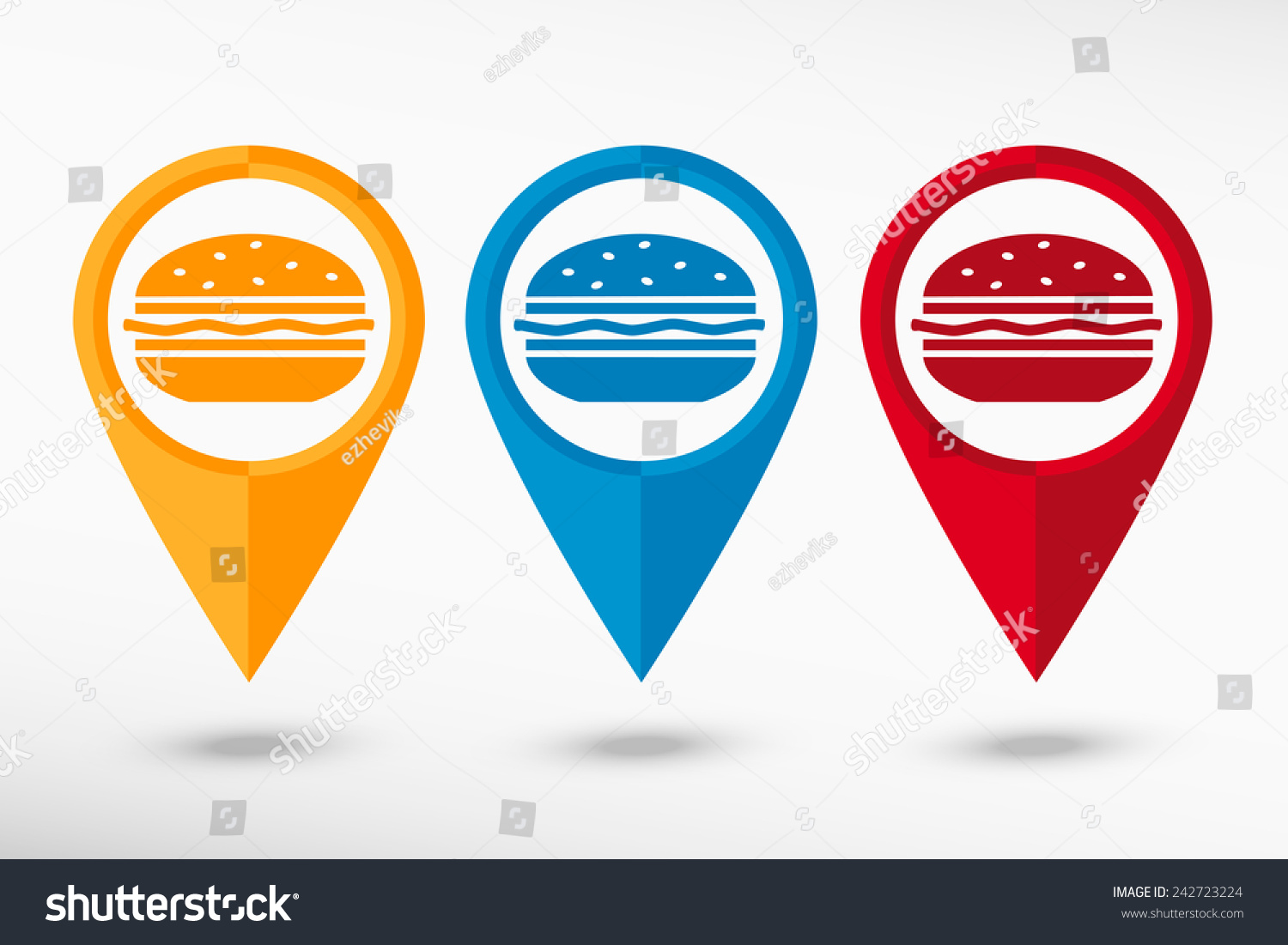 Hamburger Map Pointer Vector Illustration Flat Stock Vector (Royalty ...