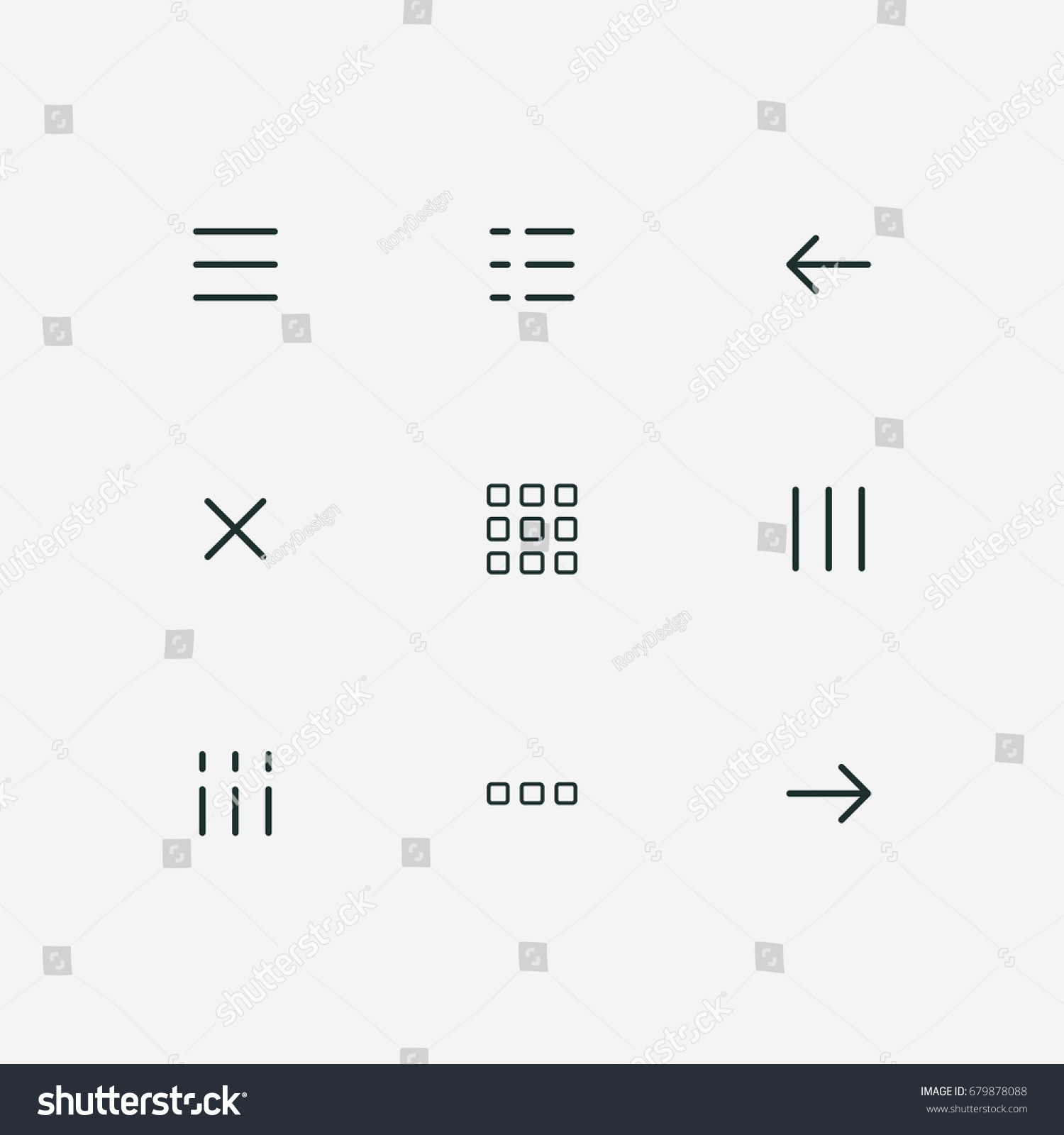 Hamburger Menu Thin Line Icons Set Stock Vector (Royalty Free) 679878088