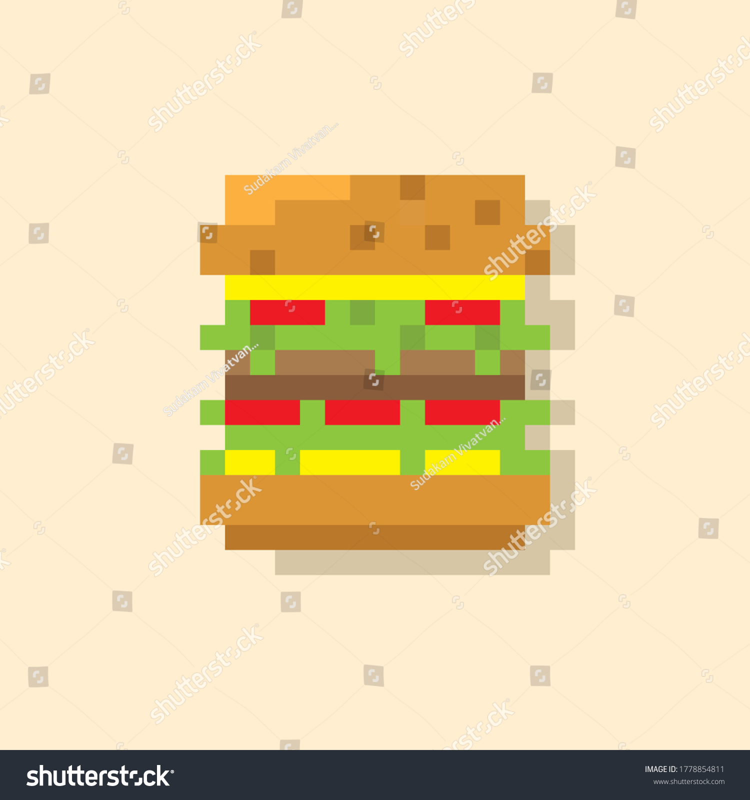 Hamburger Pixel Art Vector Pixel Art: เวกเตอร์สต็อก (ปลอดค่าลิขสิทธิ์ ...