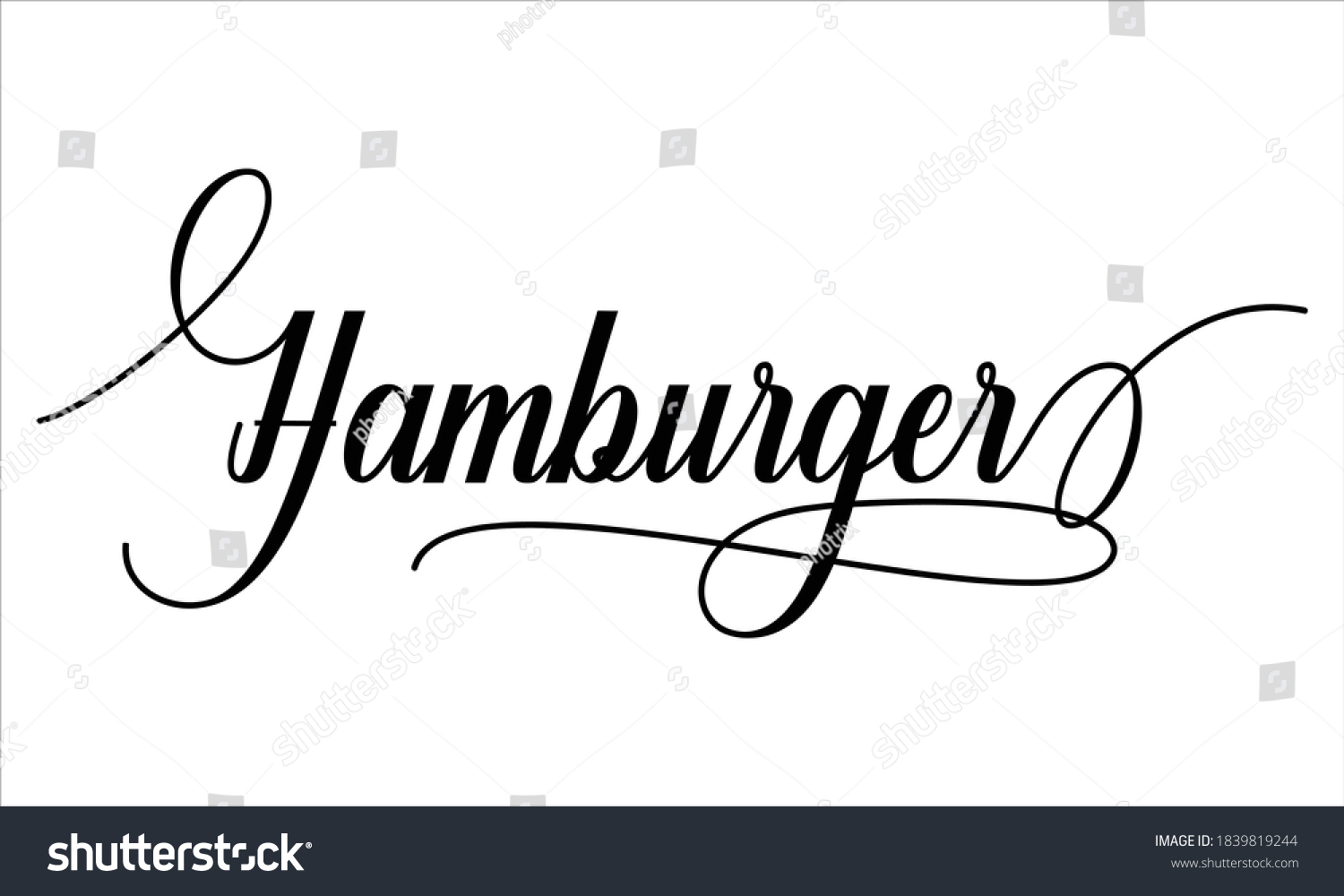 Hamburger Script Typography Cursive Calligraphy Black: เวกเตอร์สต็อก ...