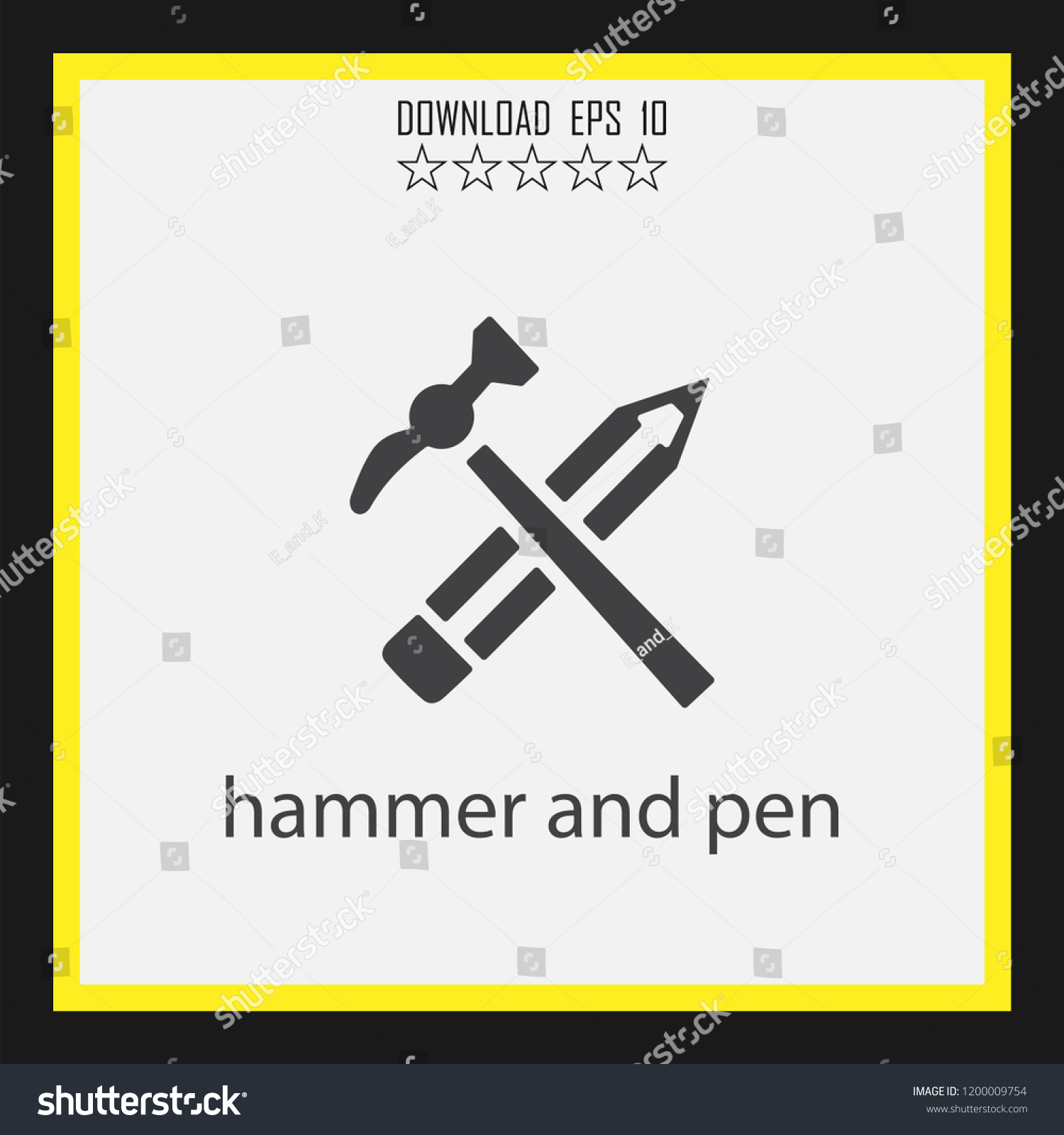 Hammer Pen Vector Icon Stock Vector (Royalty Free) 1200009754 ...