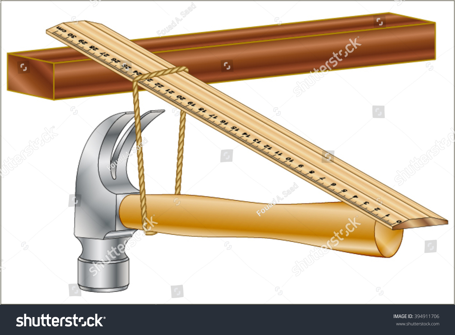 Hammer Ruler Stock Vector (Royalty Free) 394911706