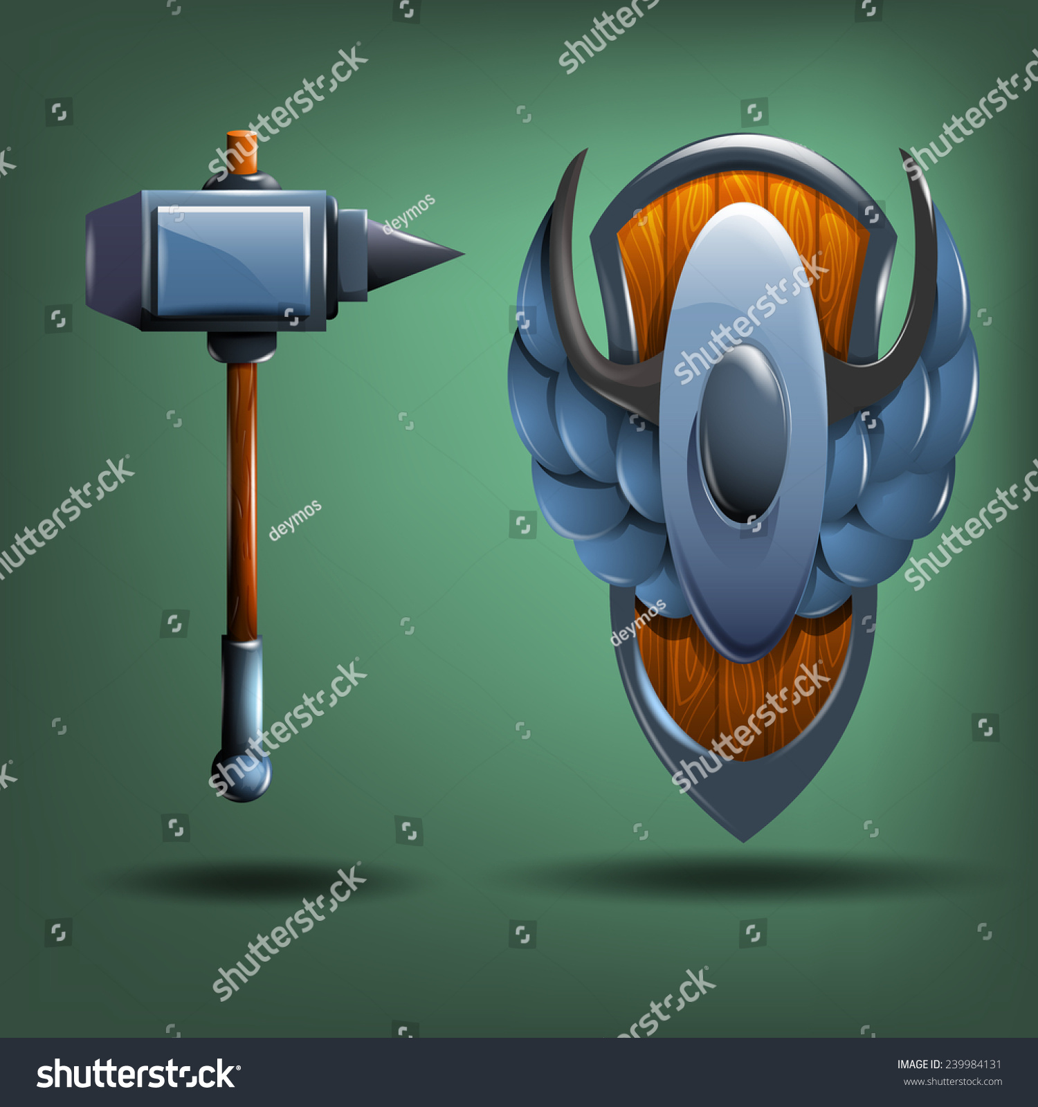 Hammer Shield Vector Illustration Stock Vector (Royalty Free) 239984131 ...