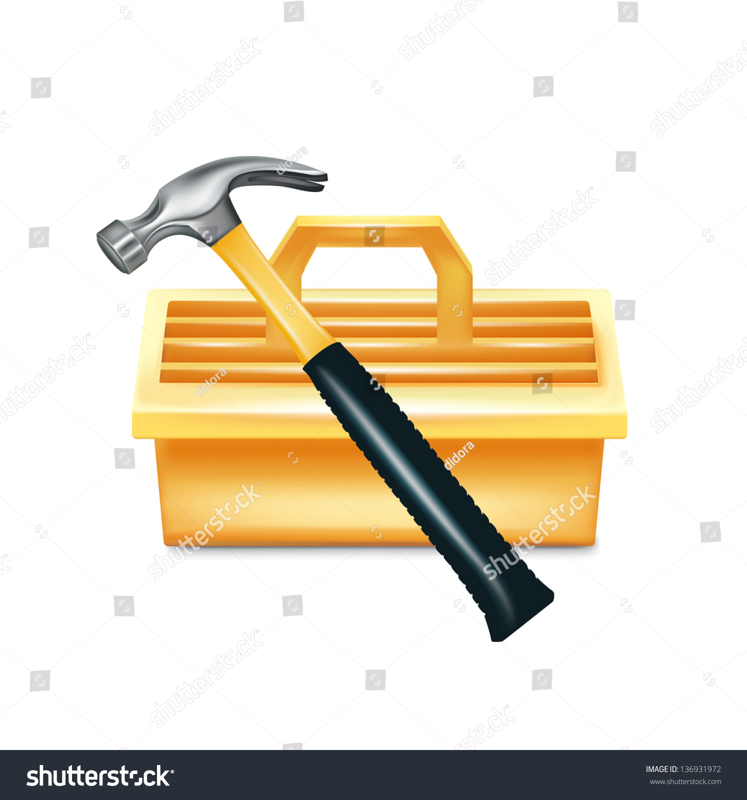 Hammer Tool Box Isolated On White Stock Vector (Royalty Free) 136931972