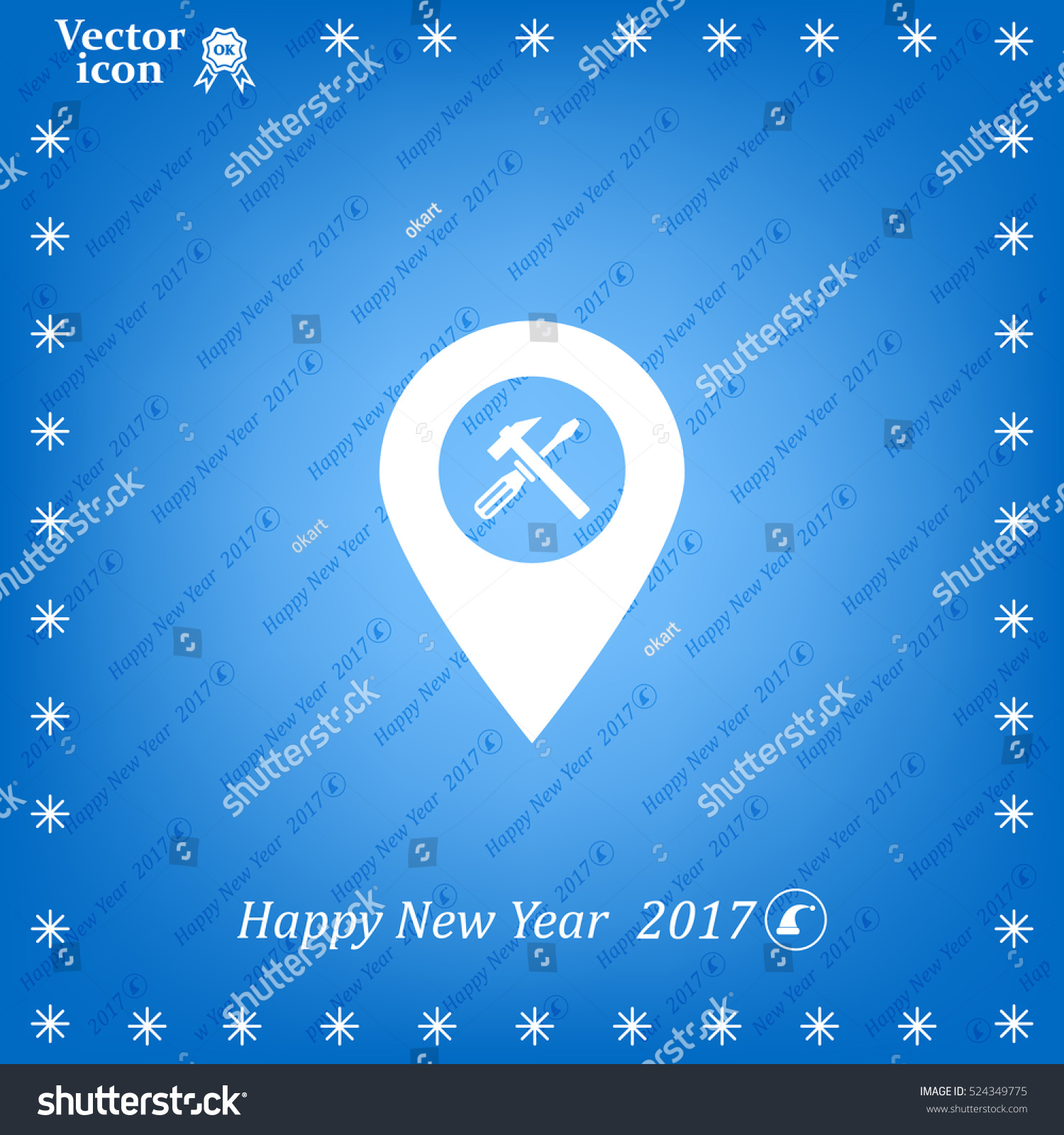 Hammer Wrench On Map Pointervector Illustration Stock Vector (Royalty ...