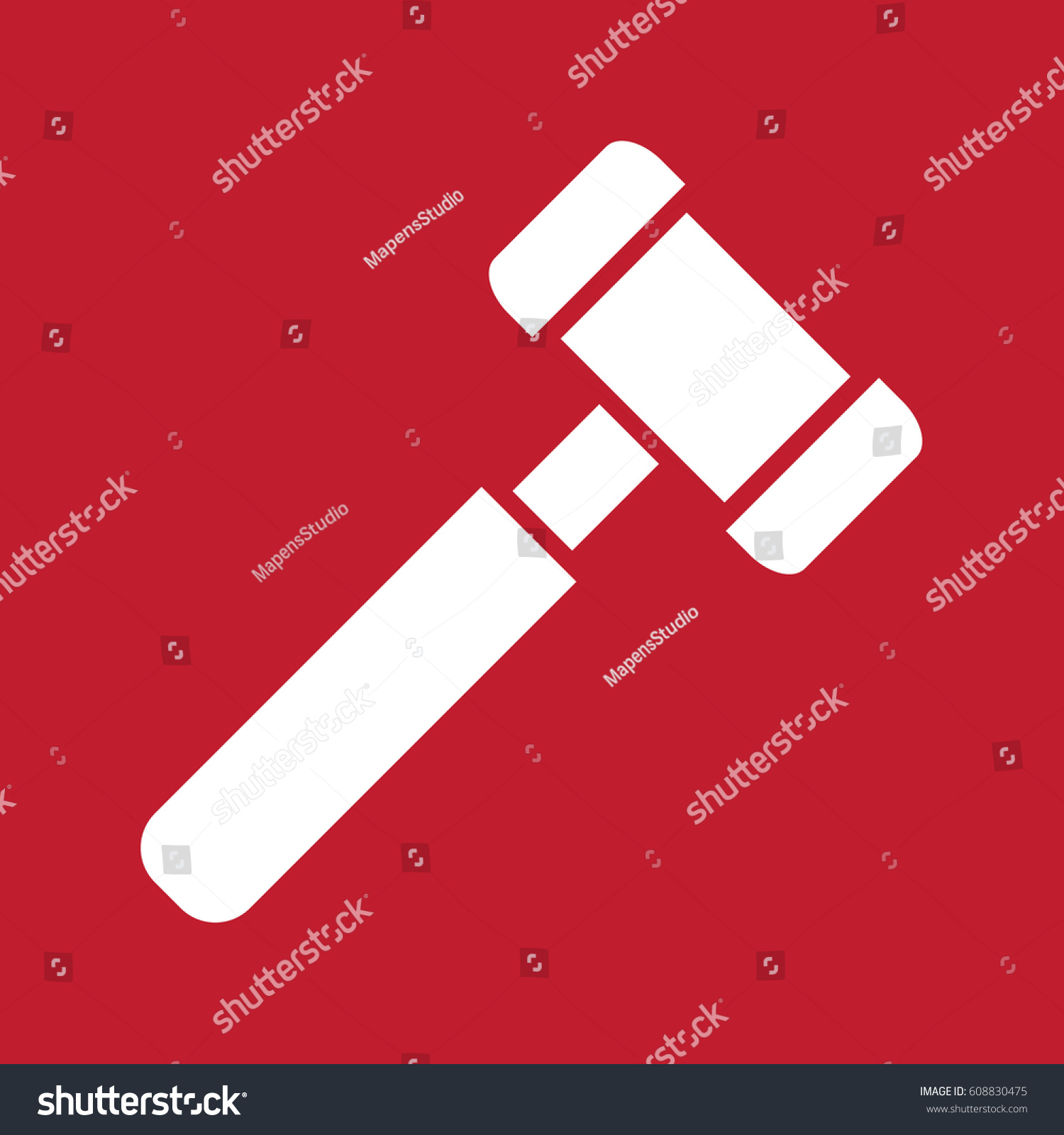 Hammer Icon On Red Background Stock Vector 608830475 - Shutterstock
