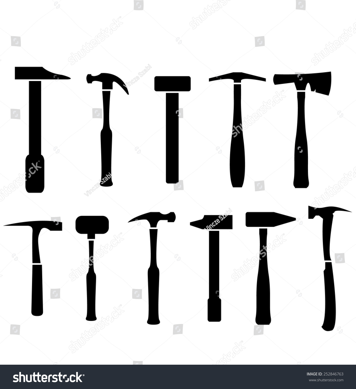Hammer Icon Set Silhouette Stock Vector (Royalty Free) 252846763